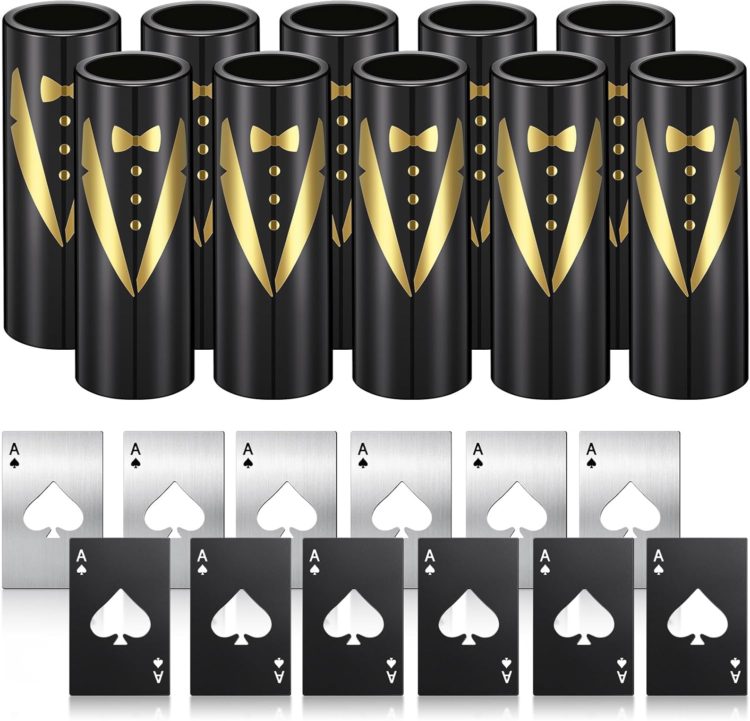 Amazon.com: 24 Pieces Groomsmen Tuxedo 12 Gauge Glasses Set with Poker ...