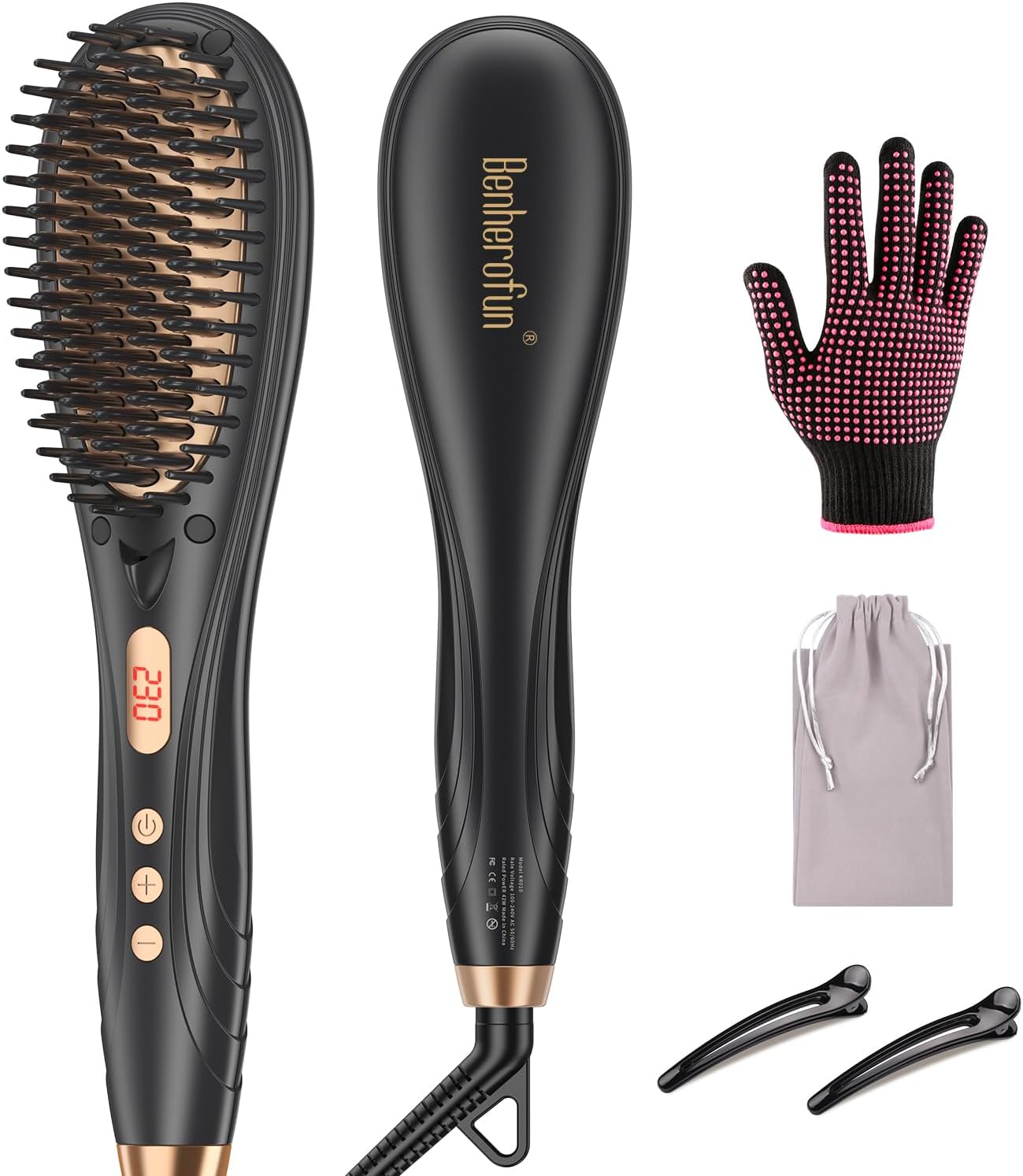 Amazon.com : Simply Straight Ceramic Hair Straightening Brush, Black ...