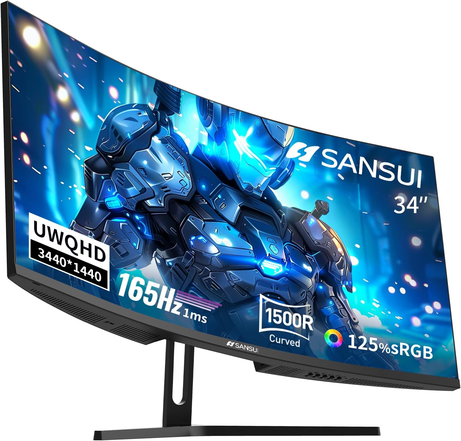 Amazon.com: SANSUI 34-Inch Curved Gaming Monitor UWQHD 3440 x 1440 Up ...
