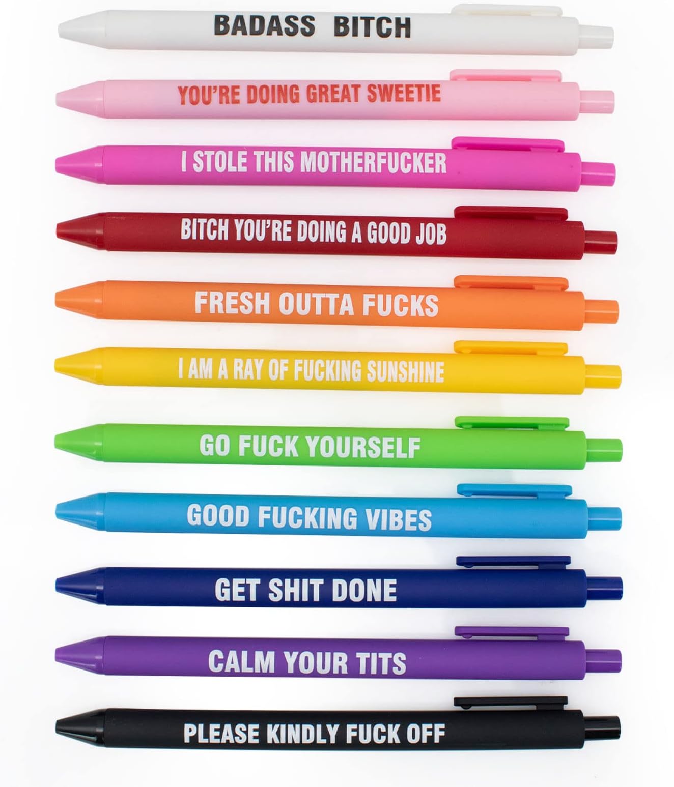 FAMALL Swear Word Funny Pens, 11pcs Funny Ballpoint Pens Different ...