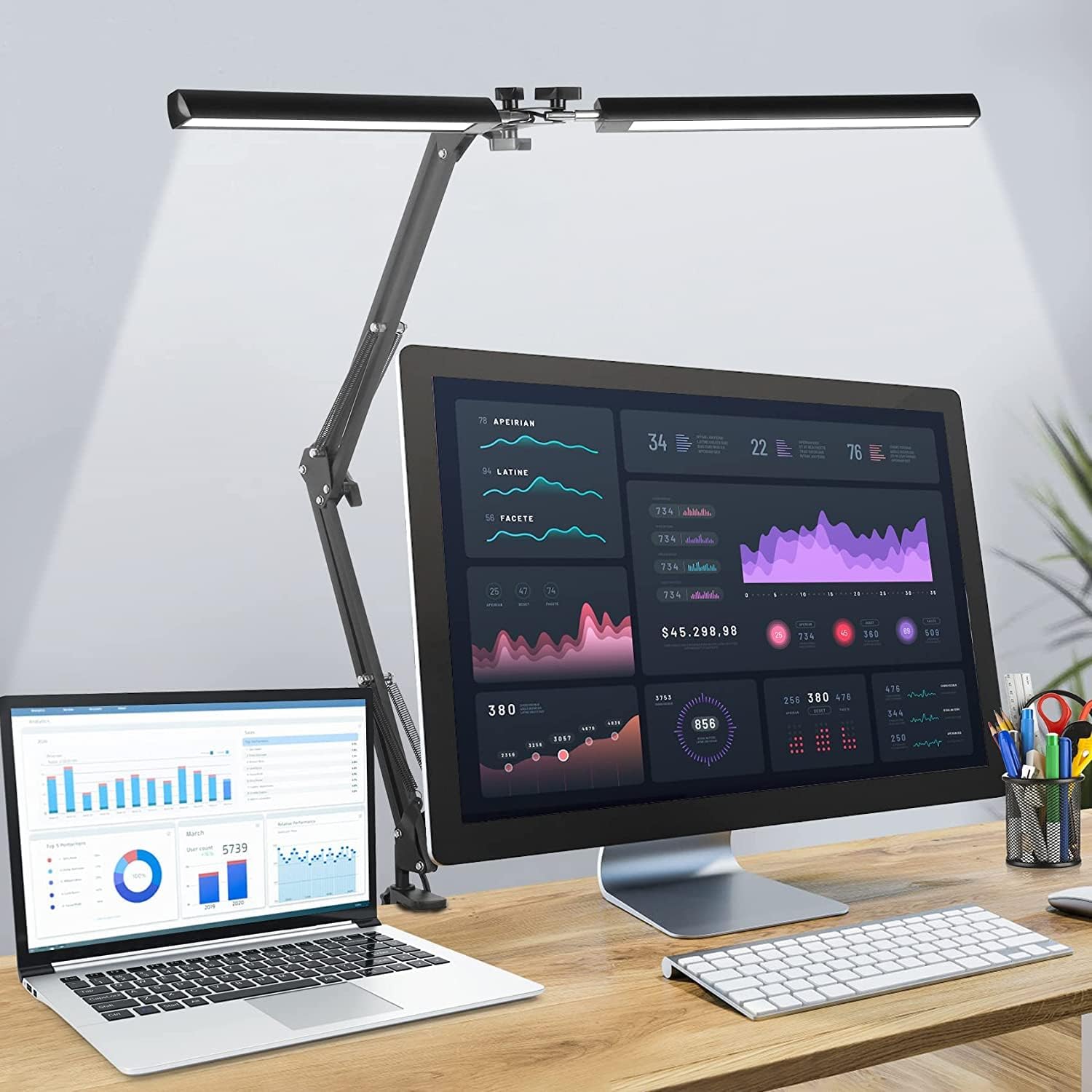 Desk Lamp with Clamp | Swing Arm Desk Light | Eye Caring Table Lamp ...