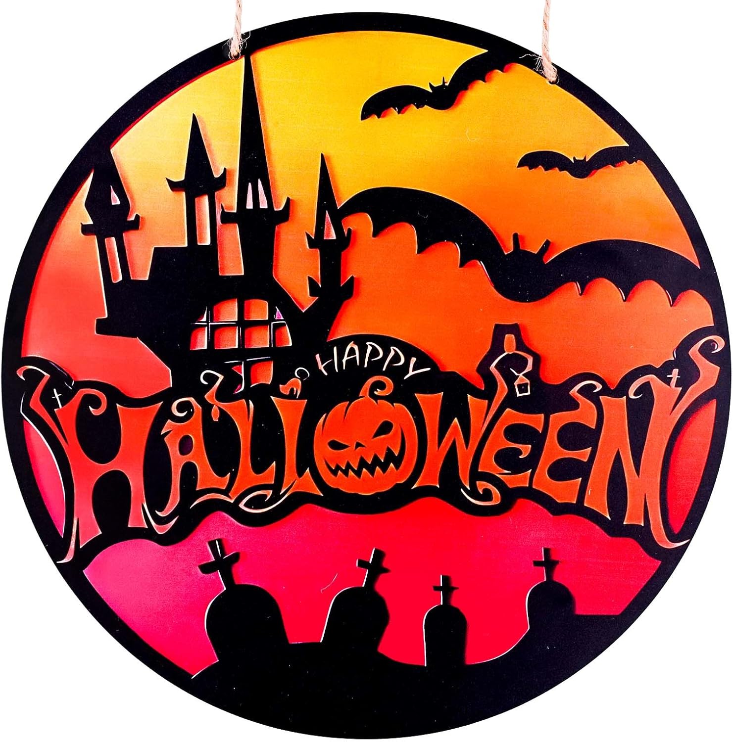 Halloween Hanging Door Sign, Wooden Happy Halloween Door Sign Halloween ...