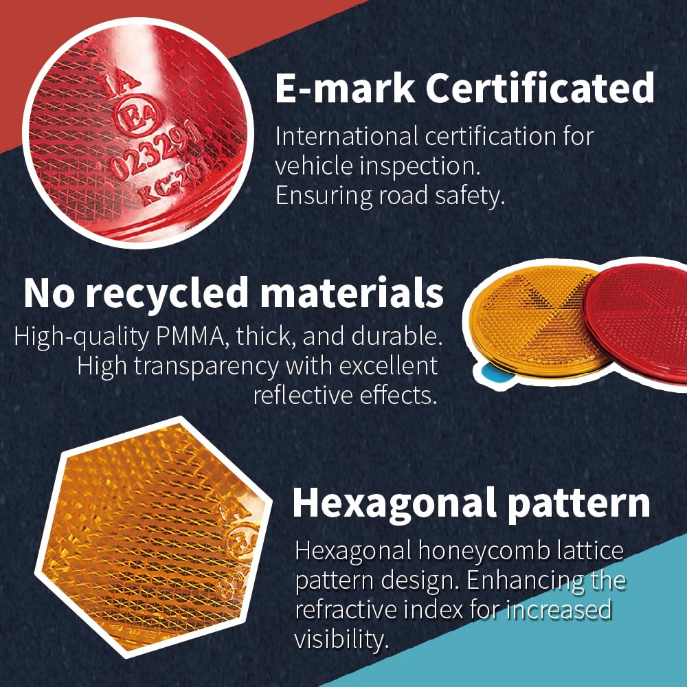 Snapklik.com : BAR AUTOTECH Stick-on Round Marker Reflectors ...