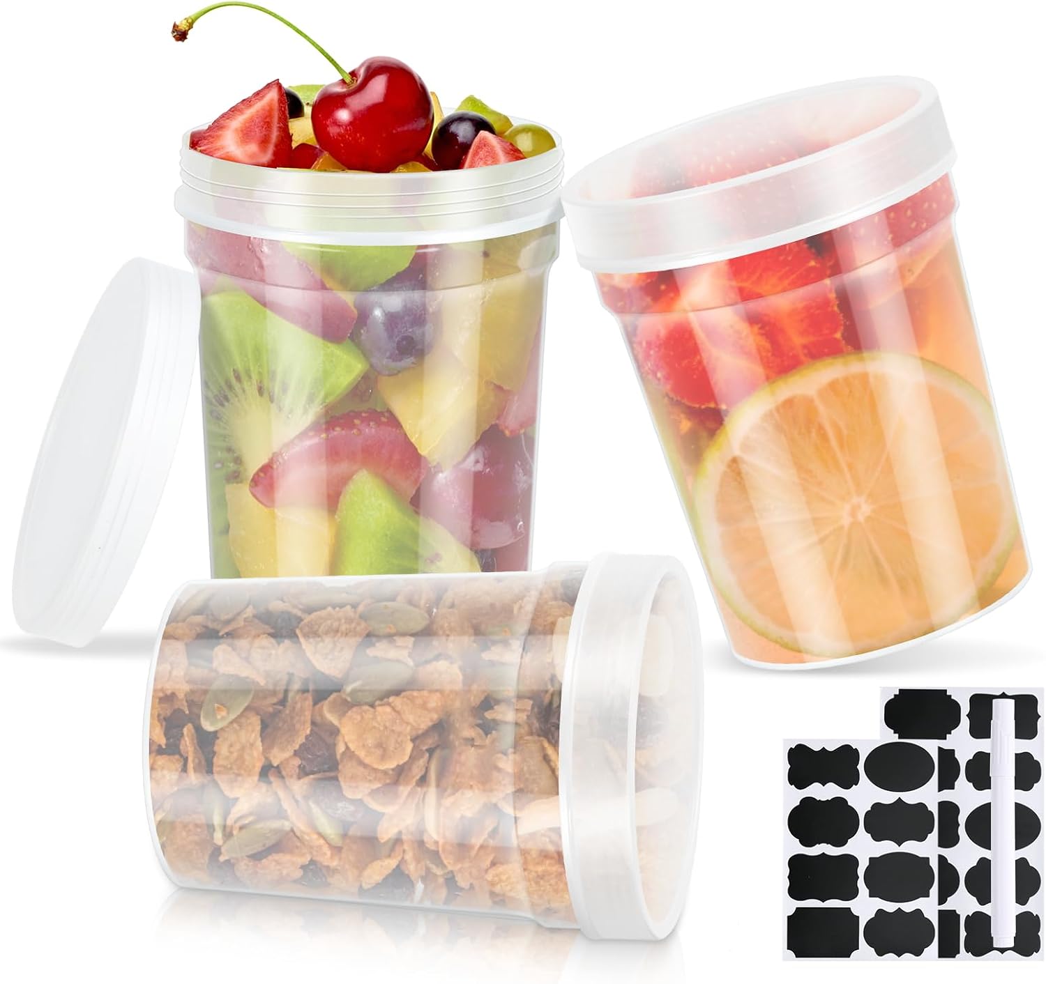 Amazon.com: LEAWALK 32 oz Twist Top Deli Containers, Plastic Soup ...
