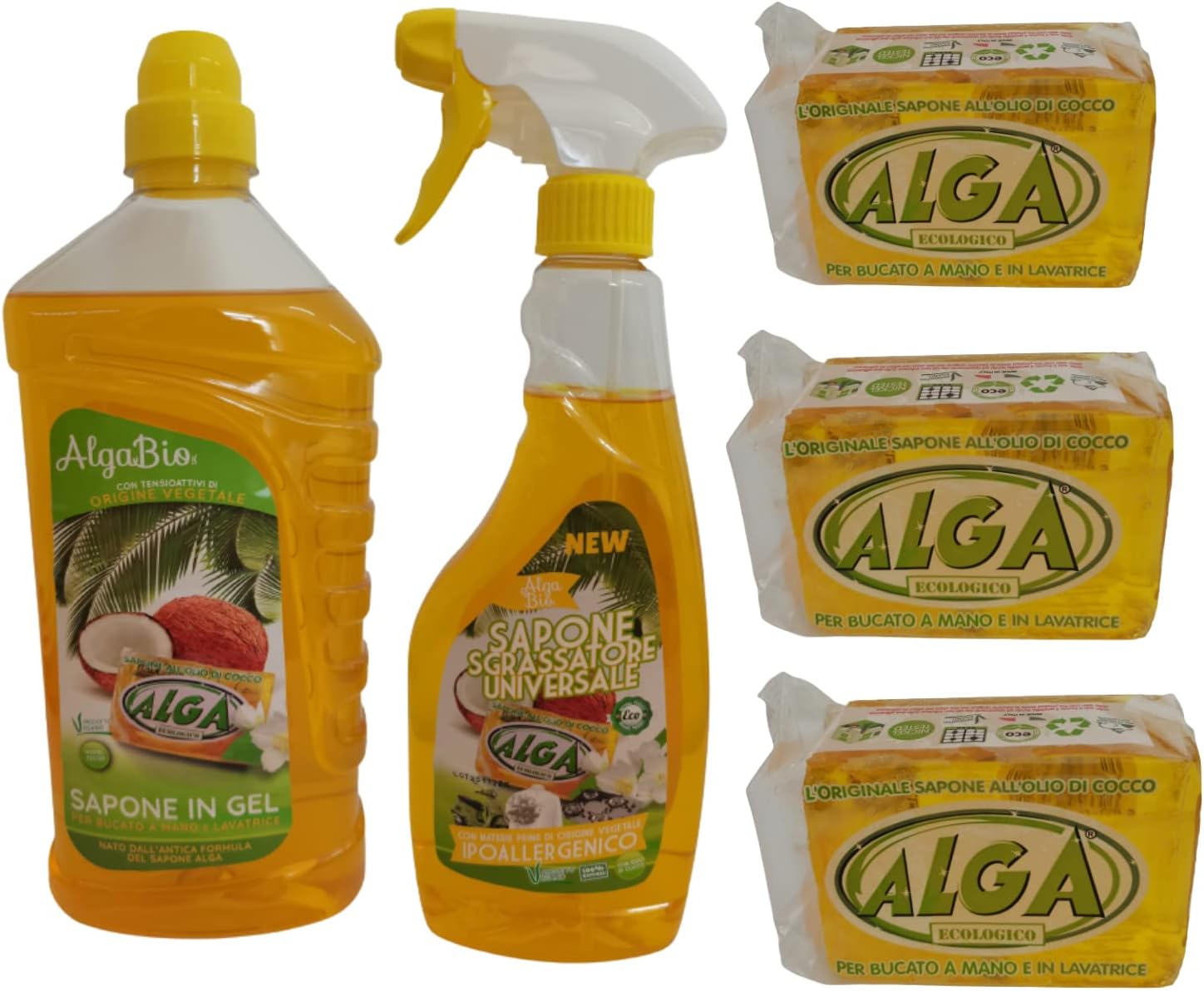 BOX SAPONE ALGA BIO- 1 lavatrice in gel da 1250 ml 1 sgrassatore ...