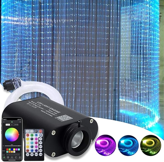 Kingmaled Upgraded 16W Fibre Optic Curtain Lights APP Waterfall Light ...
