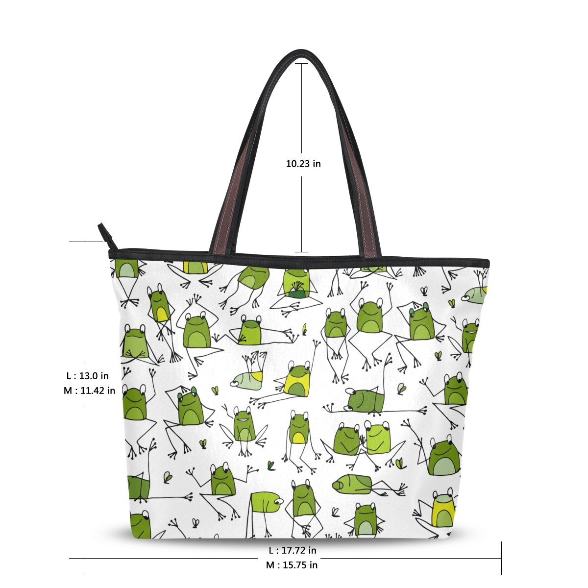 Buy Large Shoulder Bag Funny Frogs Bag Tote Top Handbag With Zipper ...