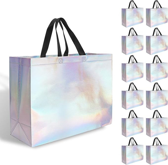 Amazon.com: 【12-Pack Shiny Color】 Reusable Gift Bags with Handles, Bulk ...