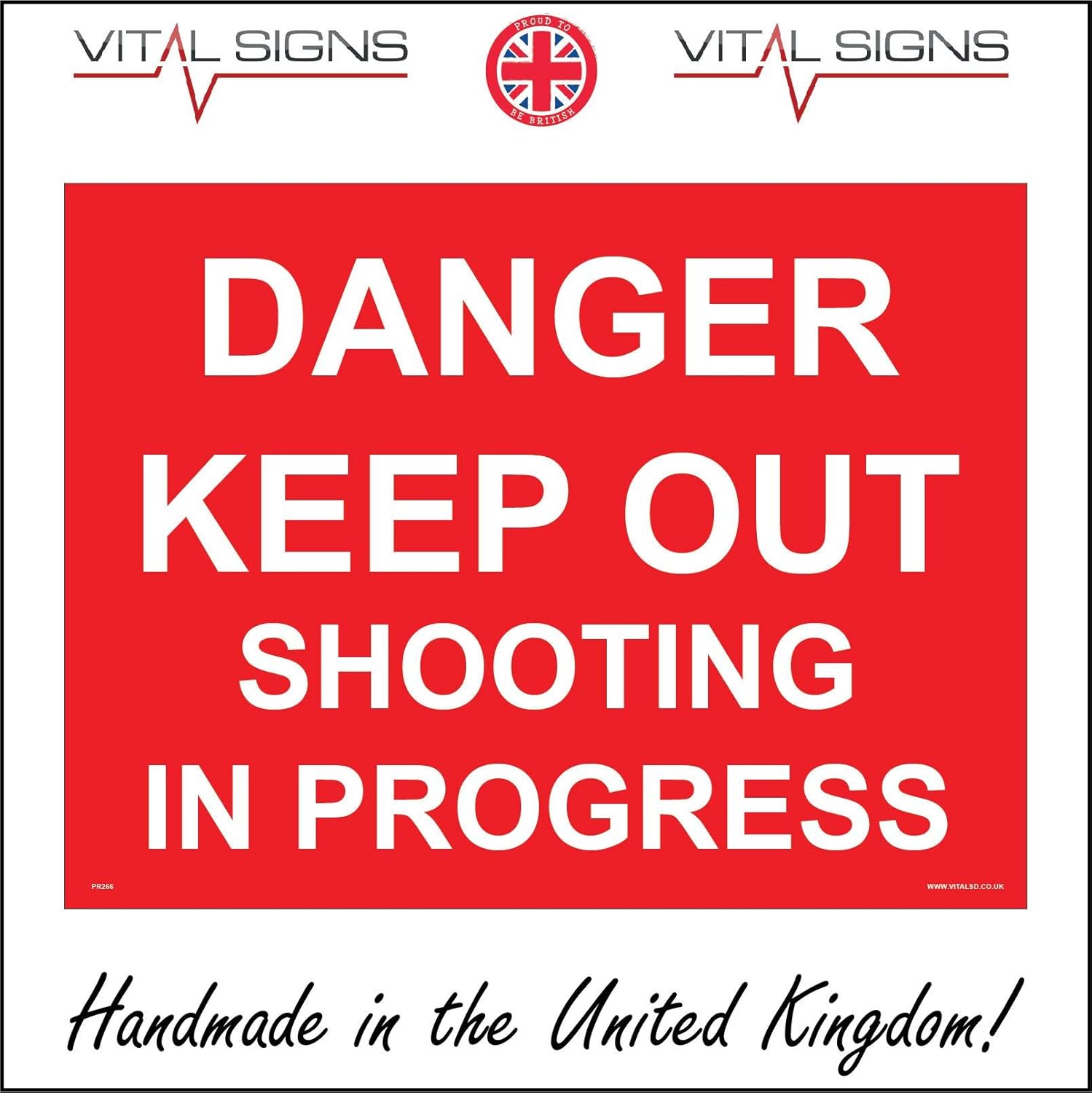 PR266 Danger Keep Out Shooting in Progress Sign Film Studio Camera Gun ...