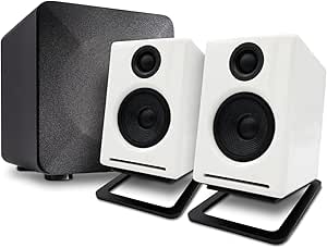 Amazon.com: Audioengine A2 White Computer Speakers with 210W S6 Subwoofer and DS1M Stands ...