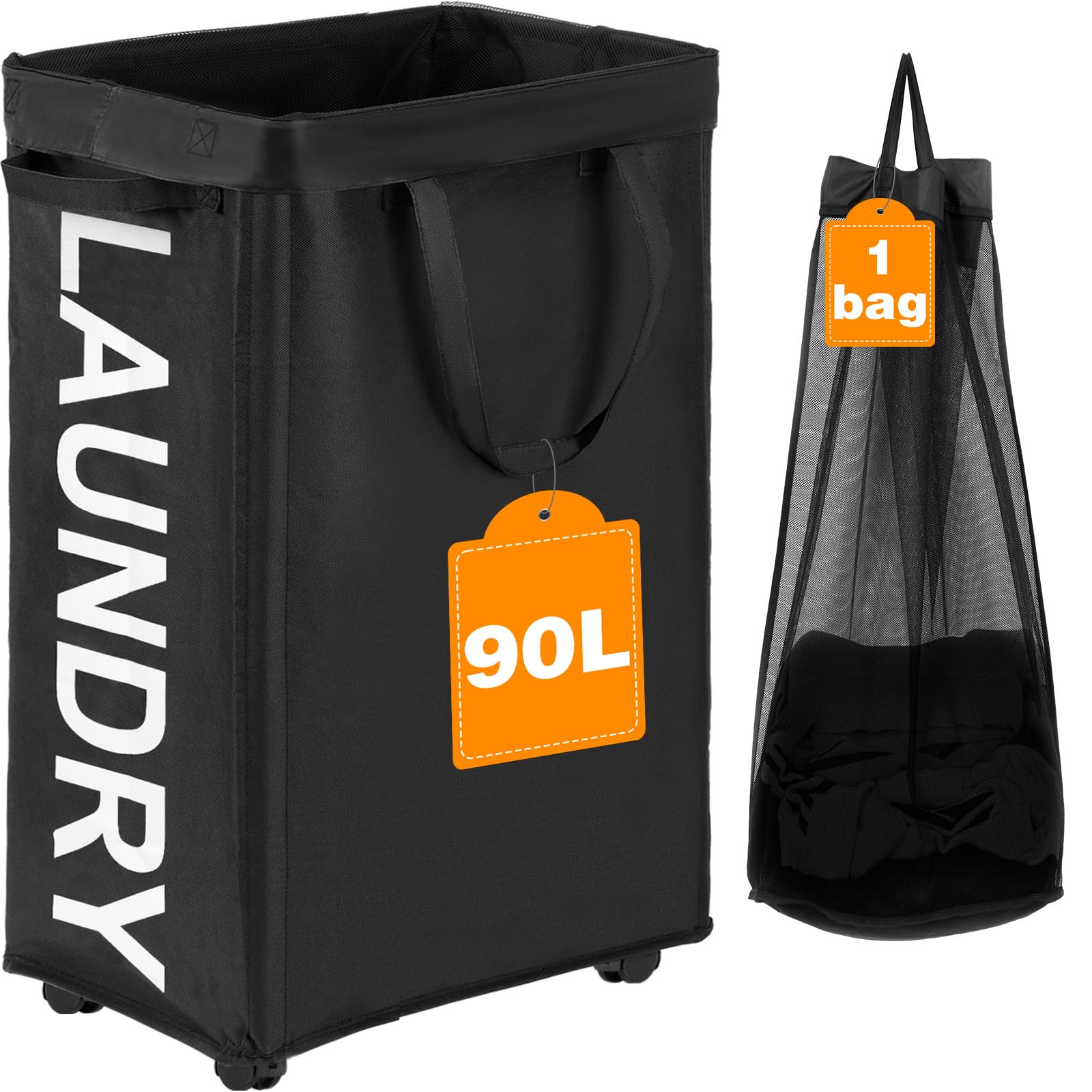 Amazon.com: Optish 90L Rolling Laundry Basket with Wheels, 29 IN ...