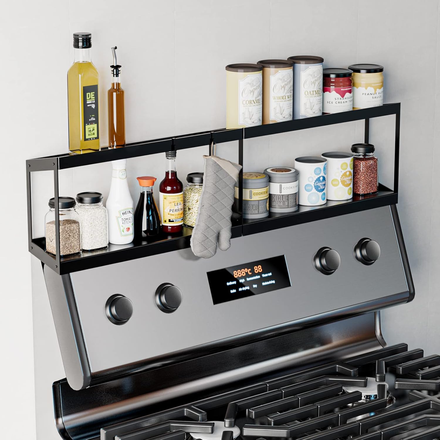 Amazon.com: 2-Tier Magnetic Shelf for Stove Top Organizer | Over Stove ...