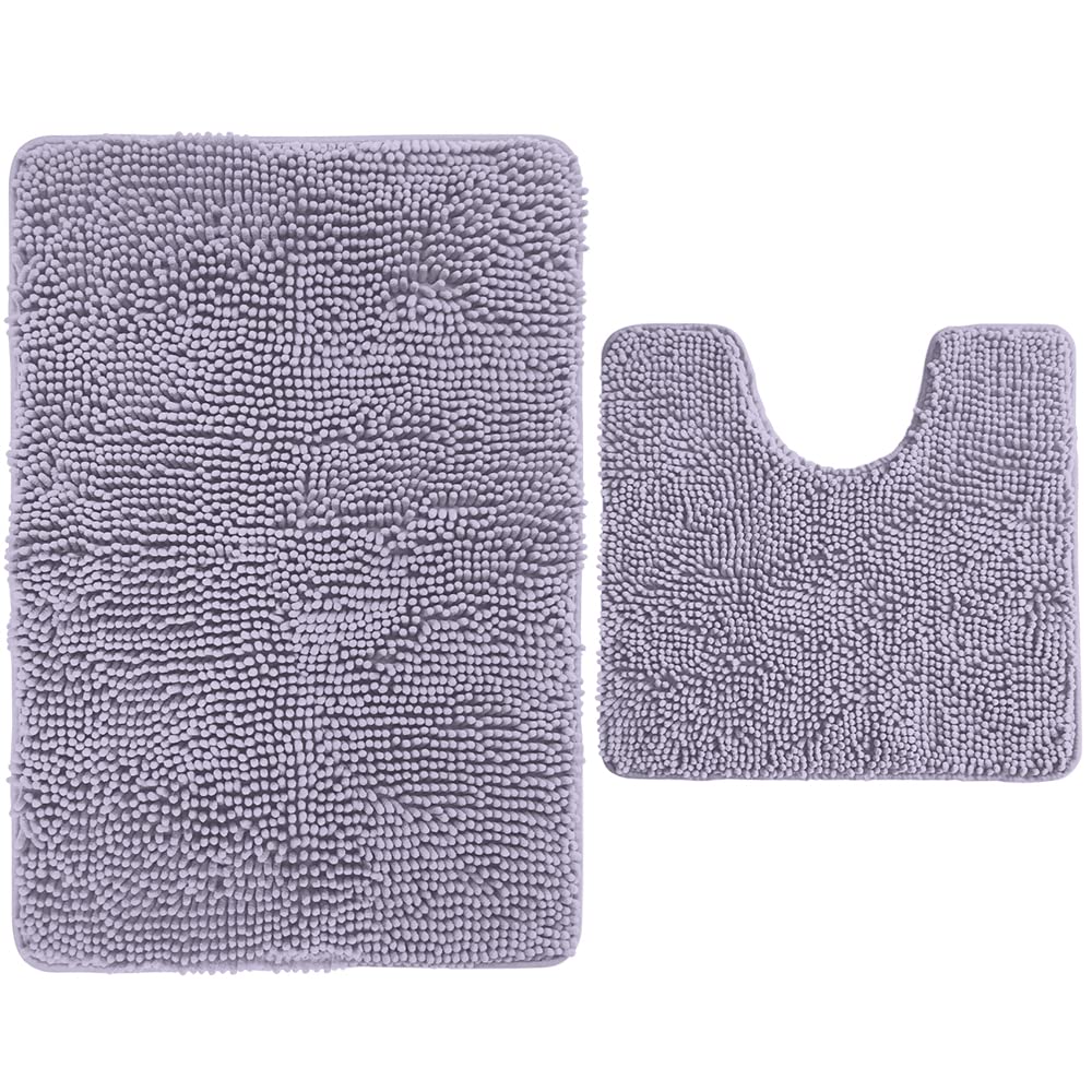 KANGAROO Luxury Chenille Bath Rug and Chenille Toilet Bath Rug, Bath ...