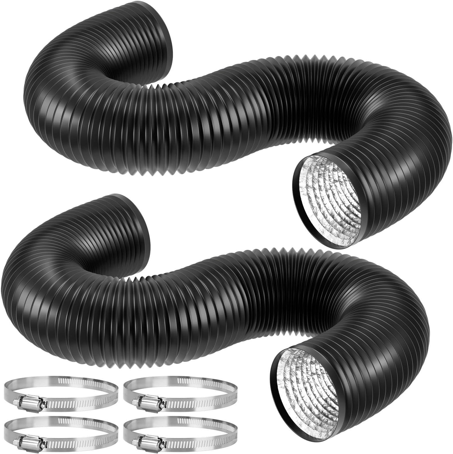 CABAX Dryer Vent Hose 4 Inch 8 Feet Non-Insulated Flex Air Aluminum ...