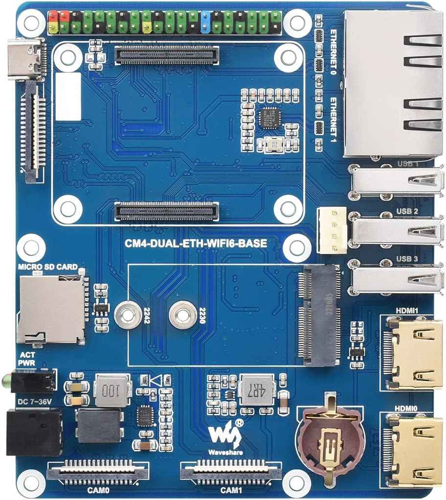 Waveshare WIFI6 Dual ETH Base Board Compatible with Raspberry Pi ...
