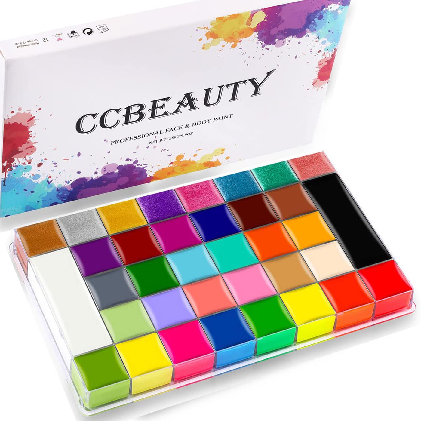 CCbeauty Professional 36 Colors Face Body Paint Oil Based (8 Pearl + 6 ...