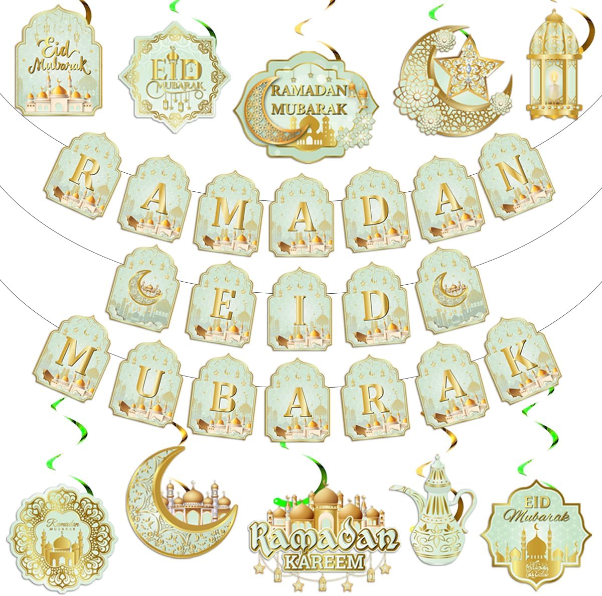 Amazon.com: 2 in 1 Ramadan Eid Mubarak Decorations-Ramadan and Eid ...