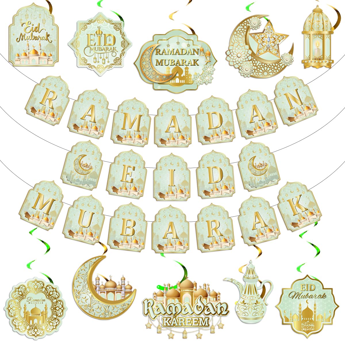 Amazon.com: 2 in 1 Ramadan Eid Mubarak Decorations-Ramadan and Eid ...