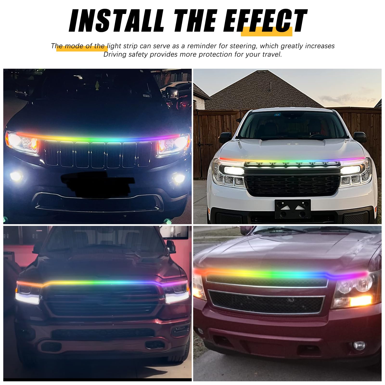 Tira Led Para Carro Nilight LED Hood Light Strip, 70Inch Flexible Car ...