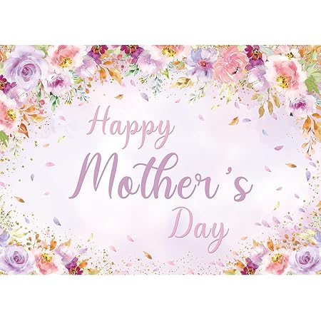 Amazon.com : WOLADA 7x5FT Happy Mothers Day Photography Backdrop Mother's Day Flowers Wall ...