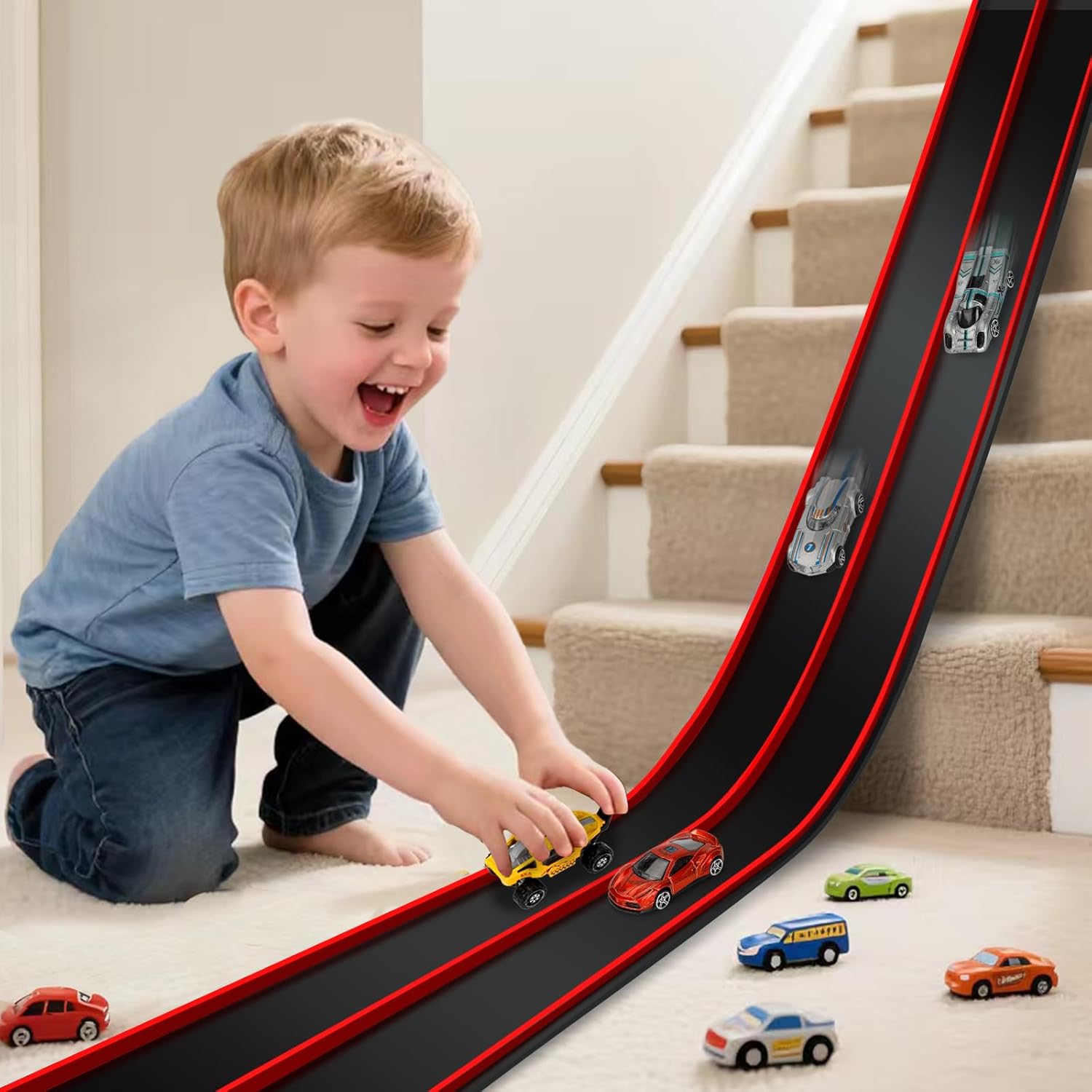 Amazon.com: Flexible Race Track Toys for Kids, 15 Ft Flex Tracks ...