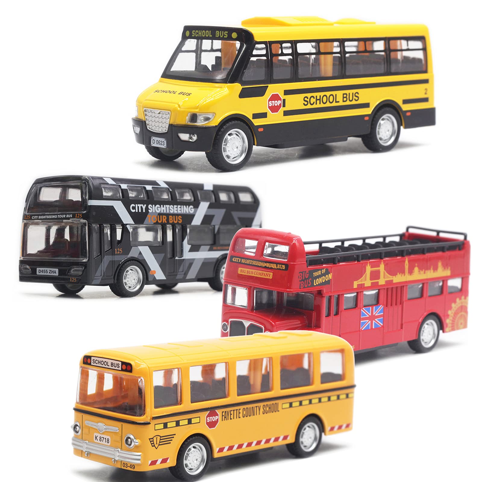 Buy OTONOPI Bus Toys Die Cast Metal Toy Cars Pull Back School Bus ...