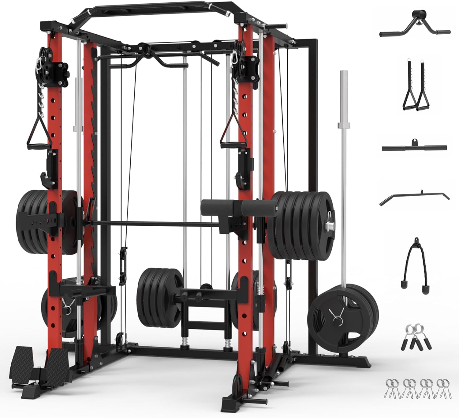 Amazon.com: Smith Machine, 2200LBS Multifunctional Squat Rack With Lat ...