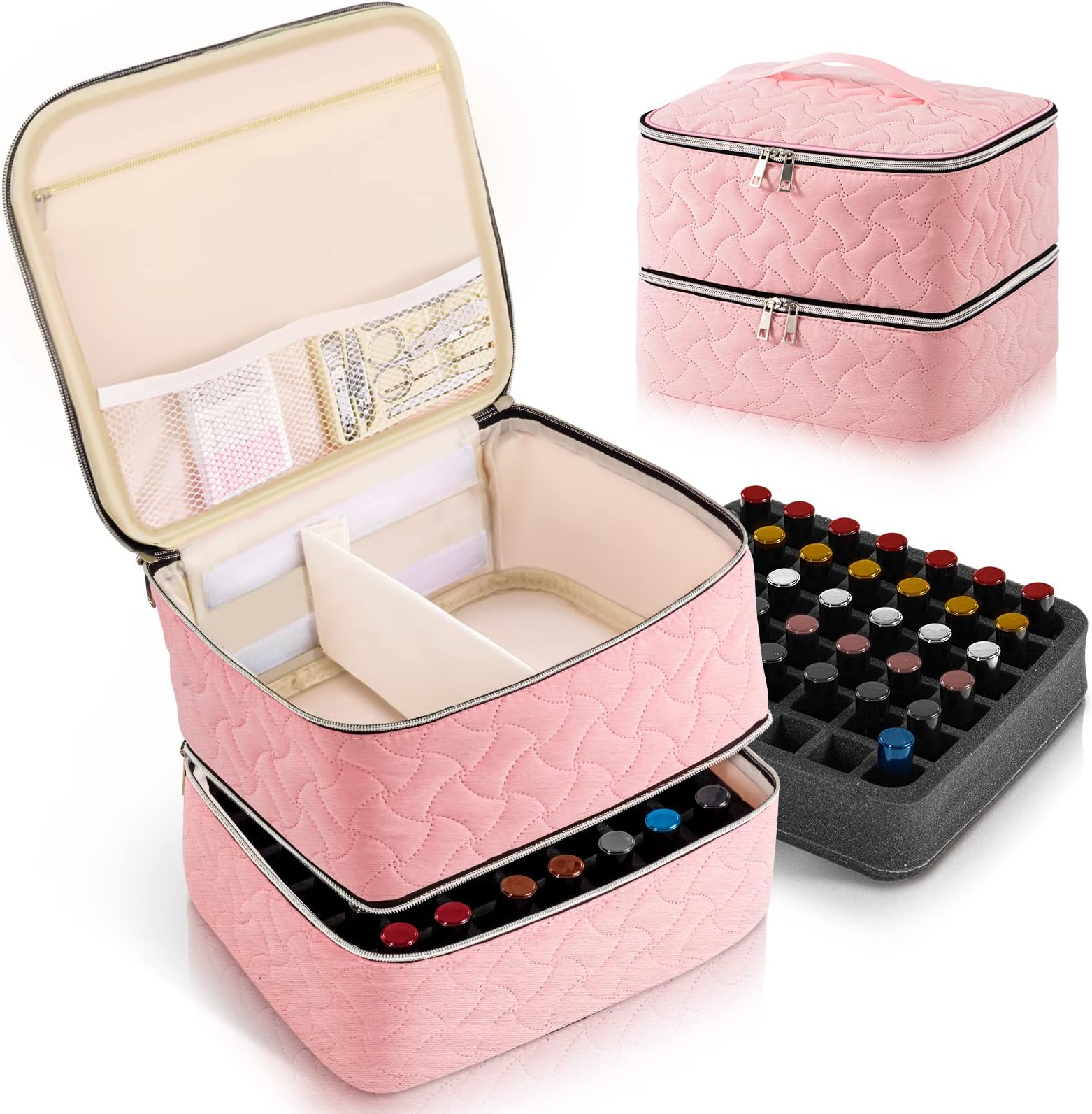 Amazon.com: DreamGenius Nail Polish Organizer Case Holds 42 Bottles ...