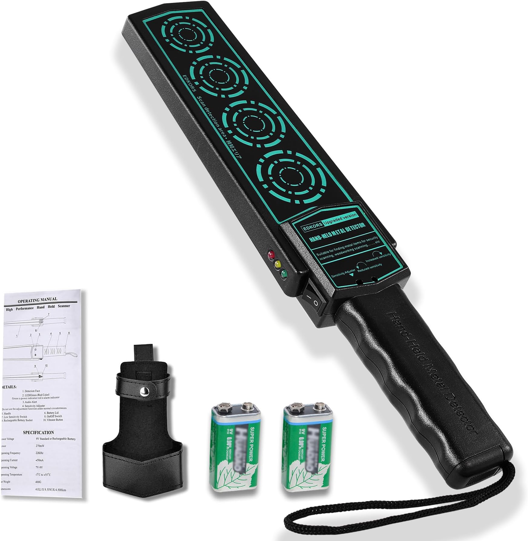 EDKORS Handheld Metal Detector Wand, Security Scanner Detects Weapons ...