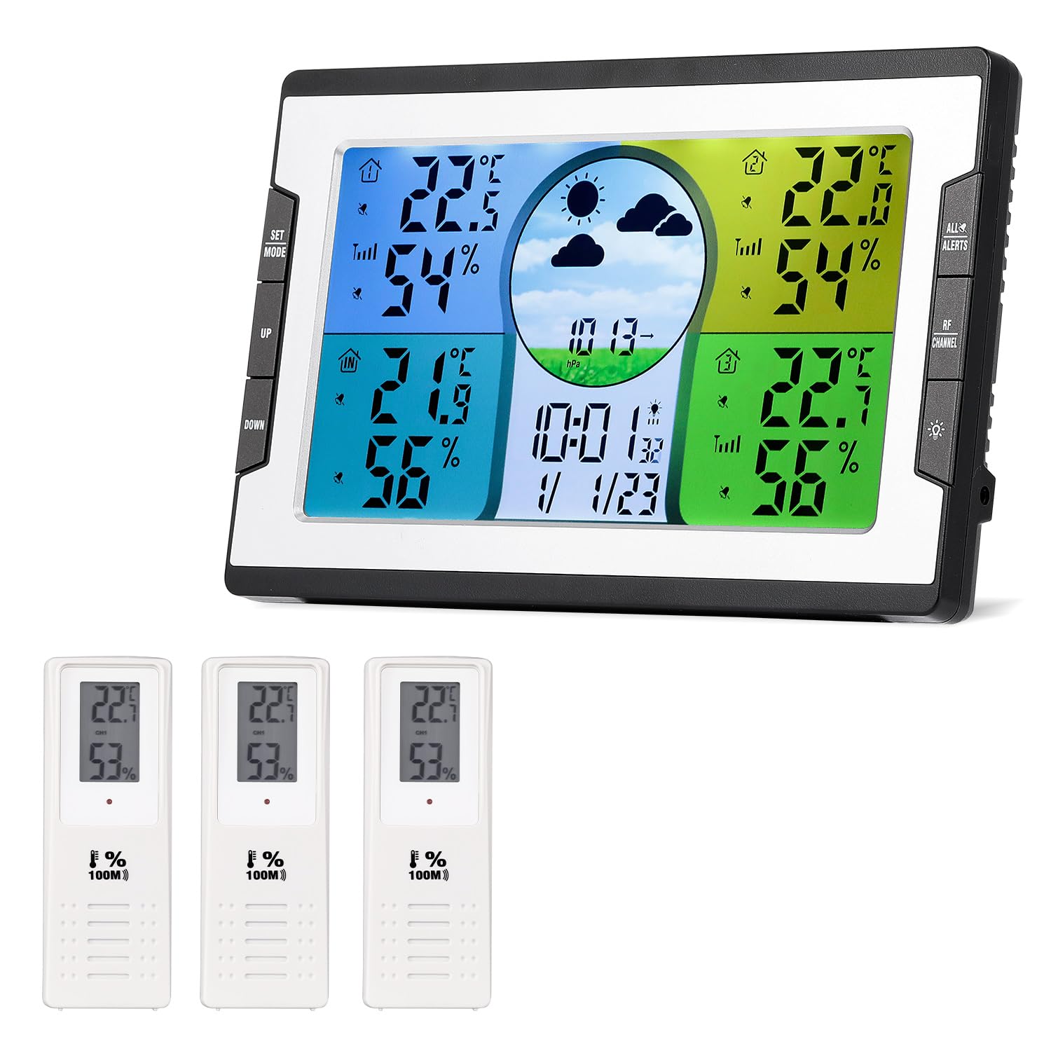 Amazon.com: Moongiantgo Weather Station Wireless with 3 Sensors, Color ...