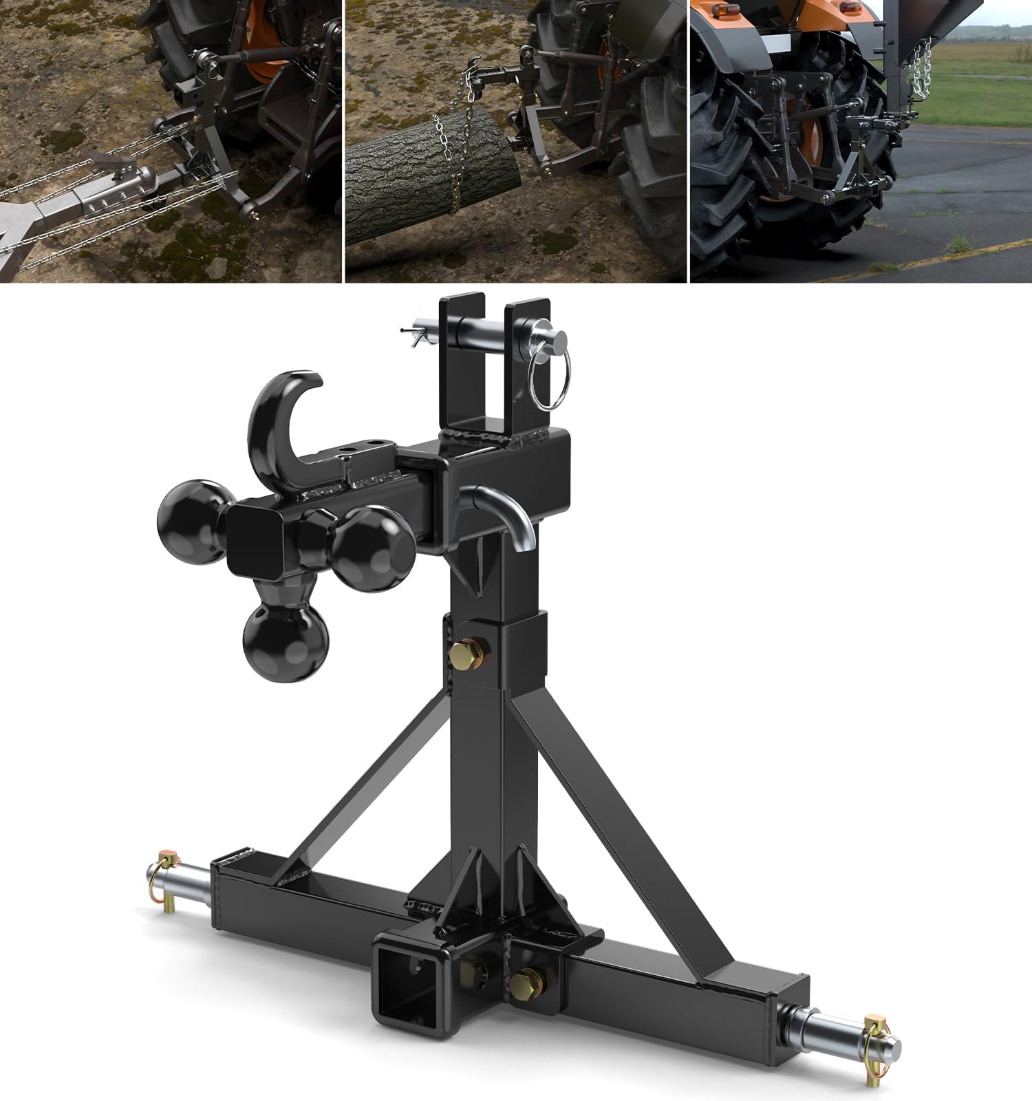 Amazon.com: 3 Point Hitch Dual 2” Receiver with Trailer Ball Hitch and ...