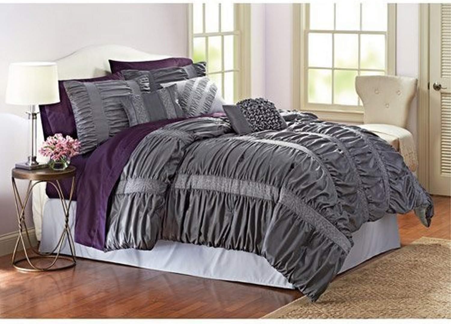 Amazon.com: Better Homes & Gardens Embroidered Ruching Bedding ...