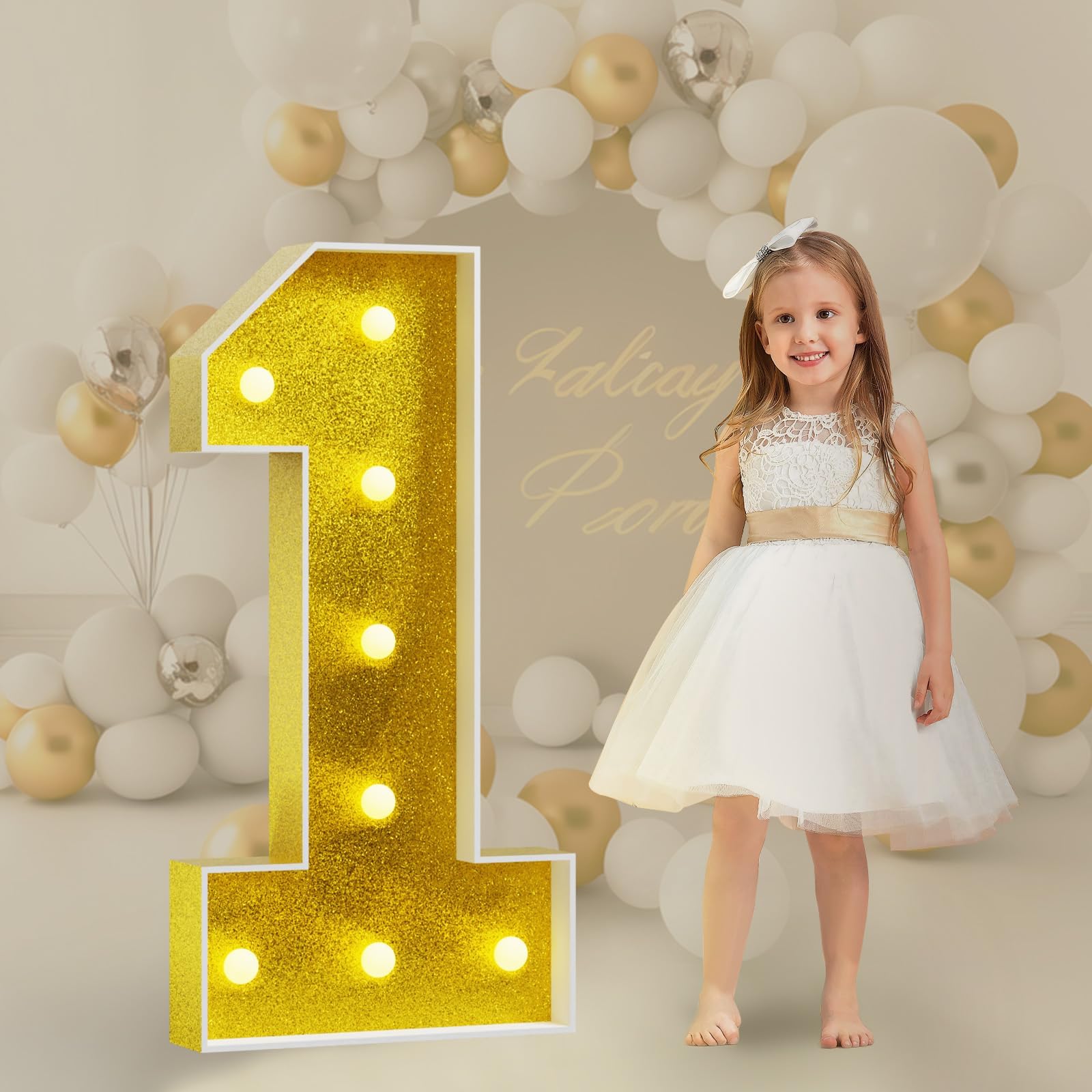 Amazon.com: Marquee Numbers Lights, Glitter Golden Light Up Numbers for ...