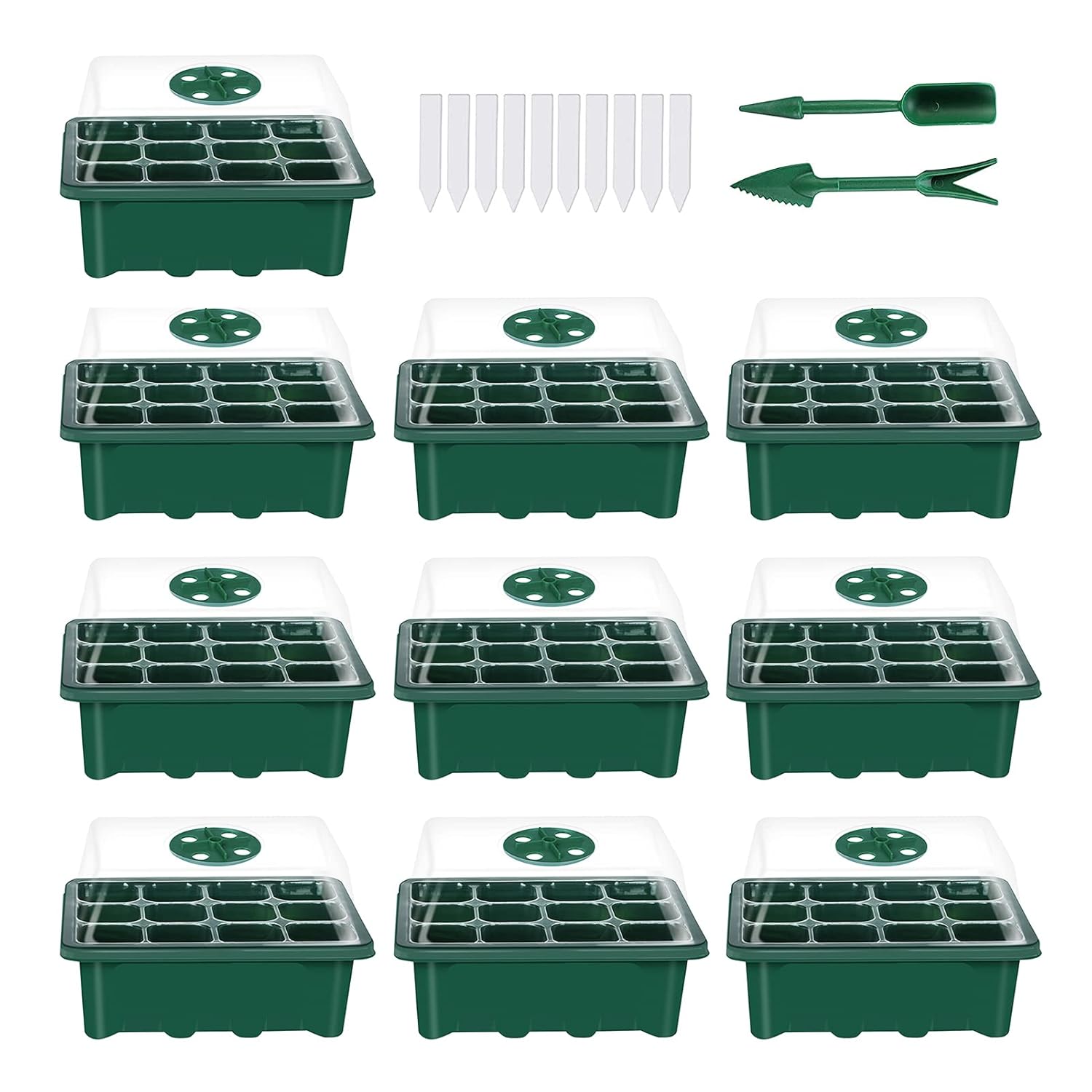10 Set Seed Trays Seedling Starter Tray (12 Cells per Tray) with ...