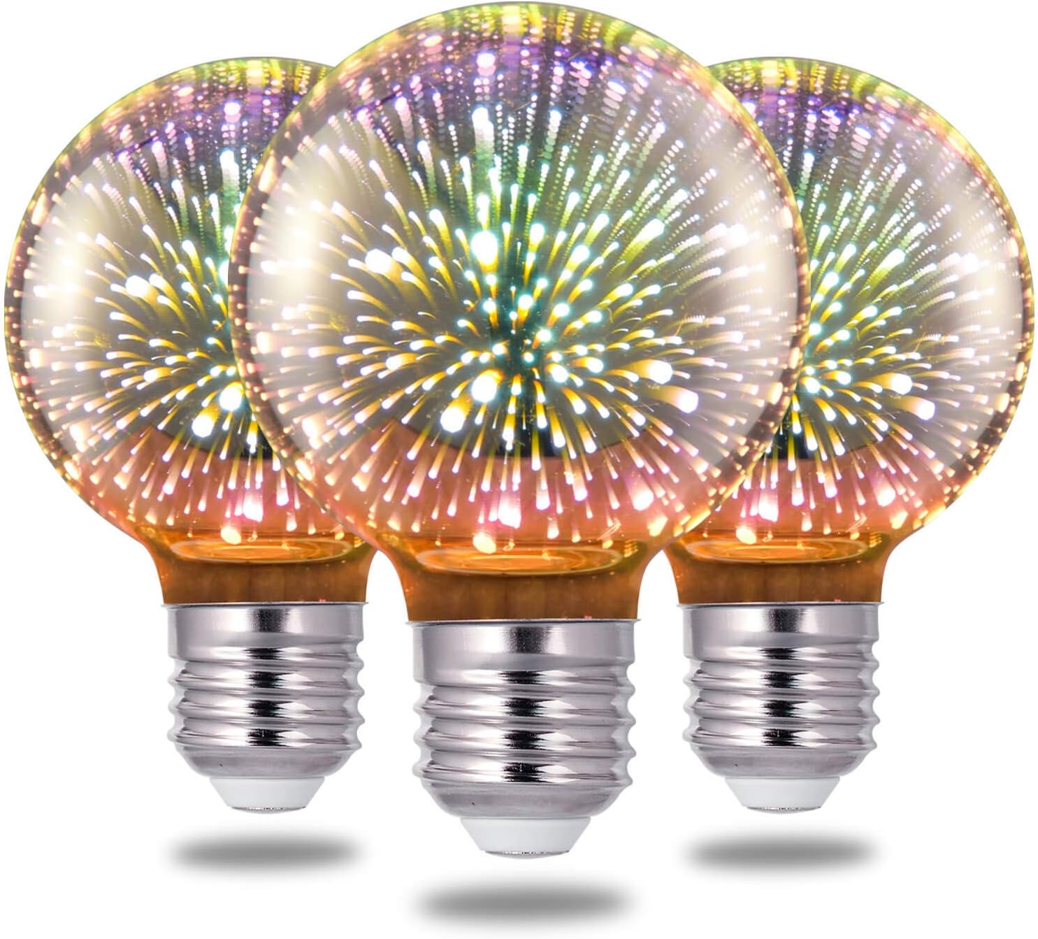 Decoaui 2-Pack Infinite 3D Firework Effect LED Light Bulb, E26 Base A19 ...