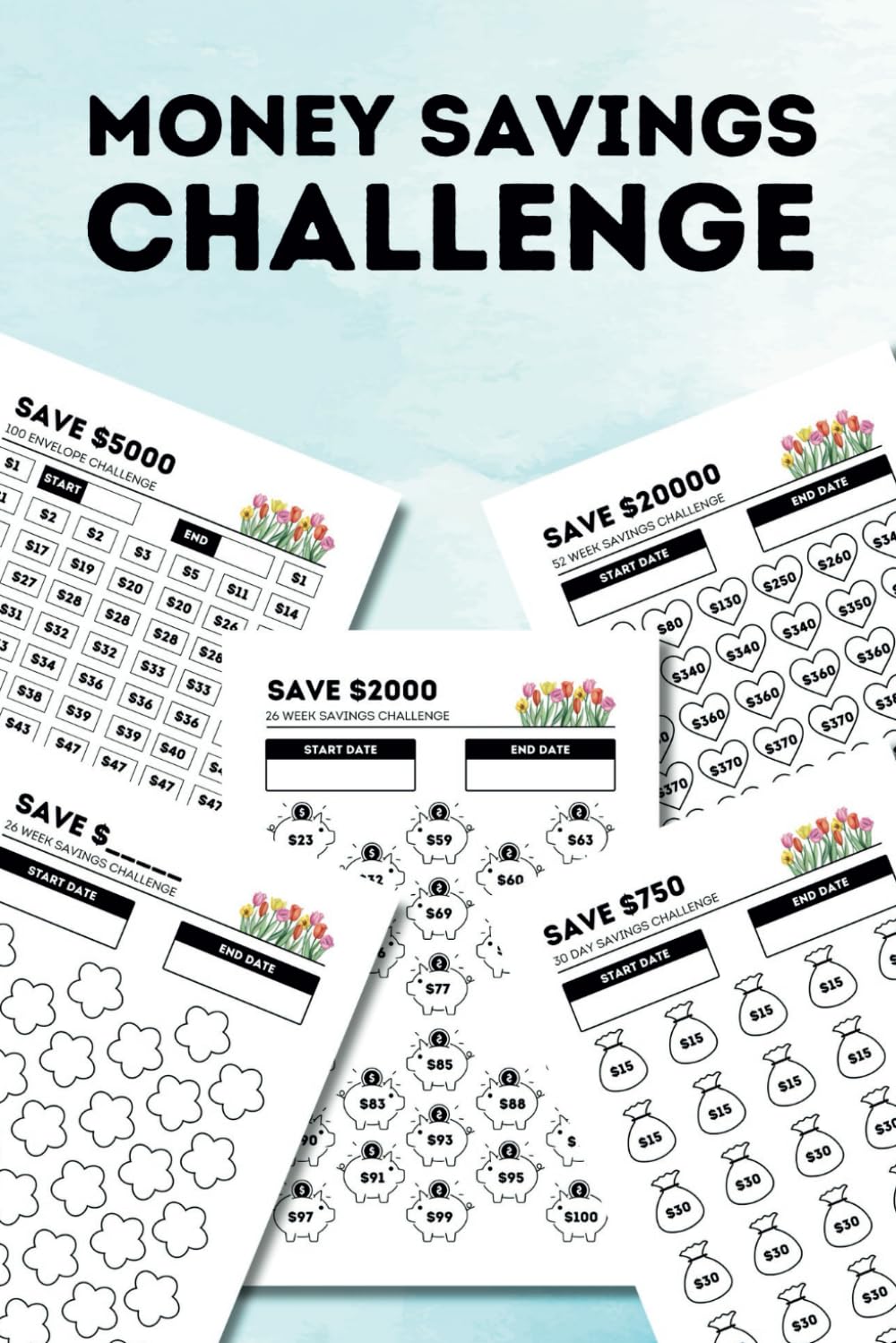Money Savings Challenge: Trackers Book, 100 Envelope Savings Challenge ...