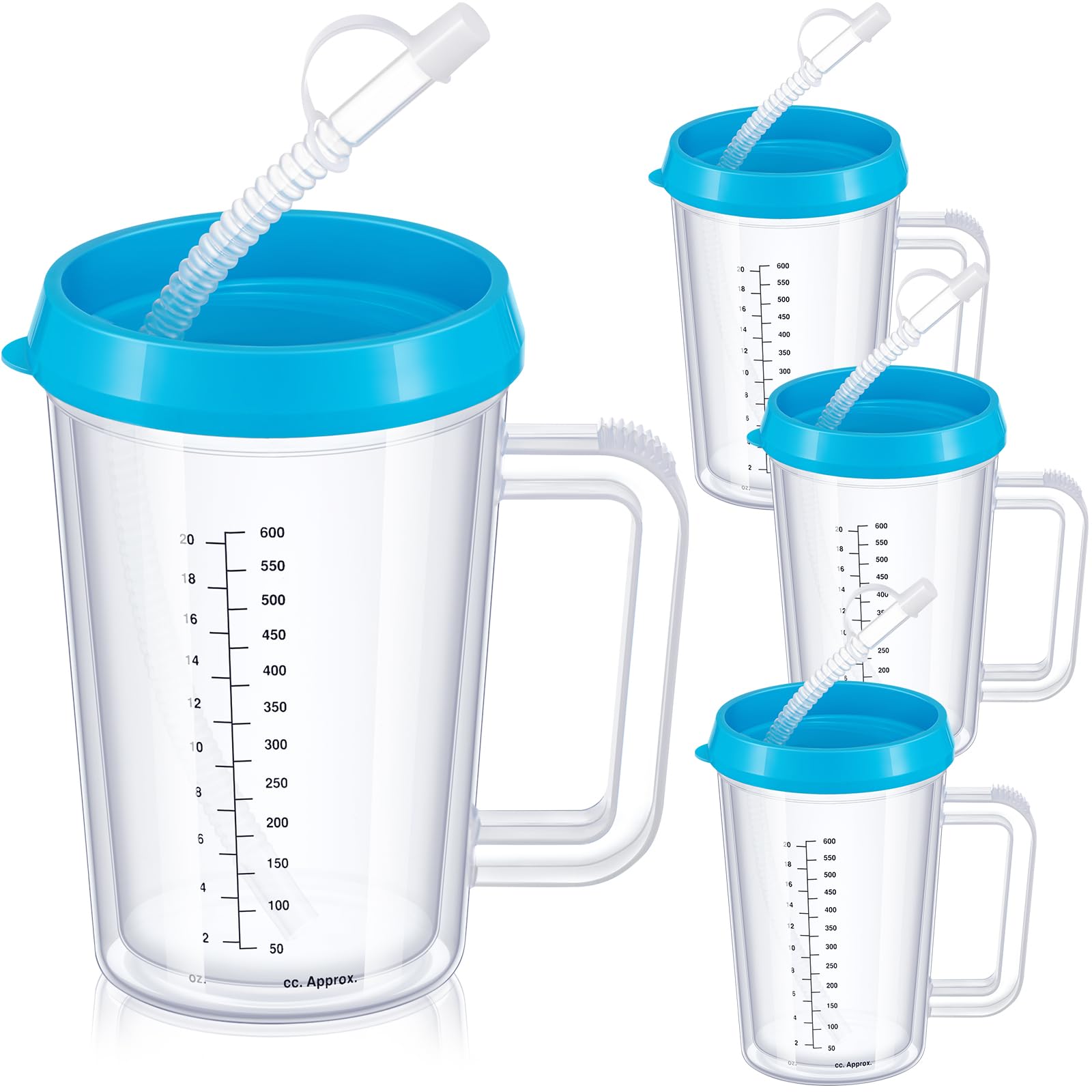 Amazon.com: Kritkin 4 Pcs 20 oz Hospital Water Cup with Straw and Lid ...