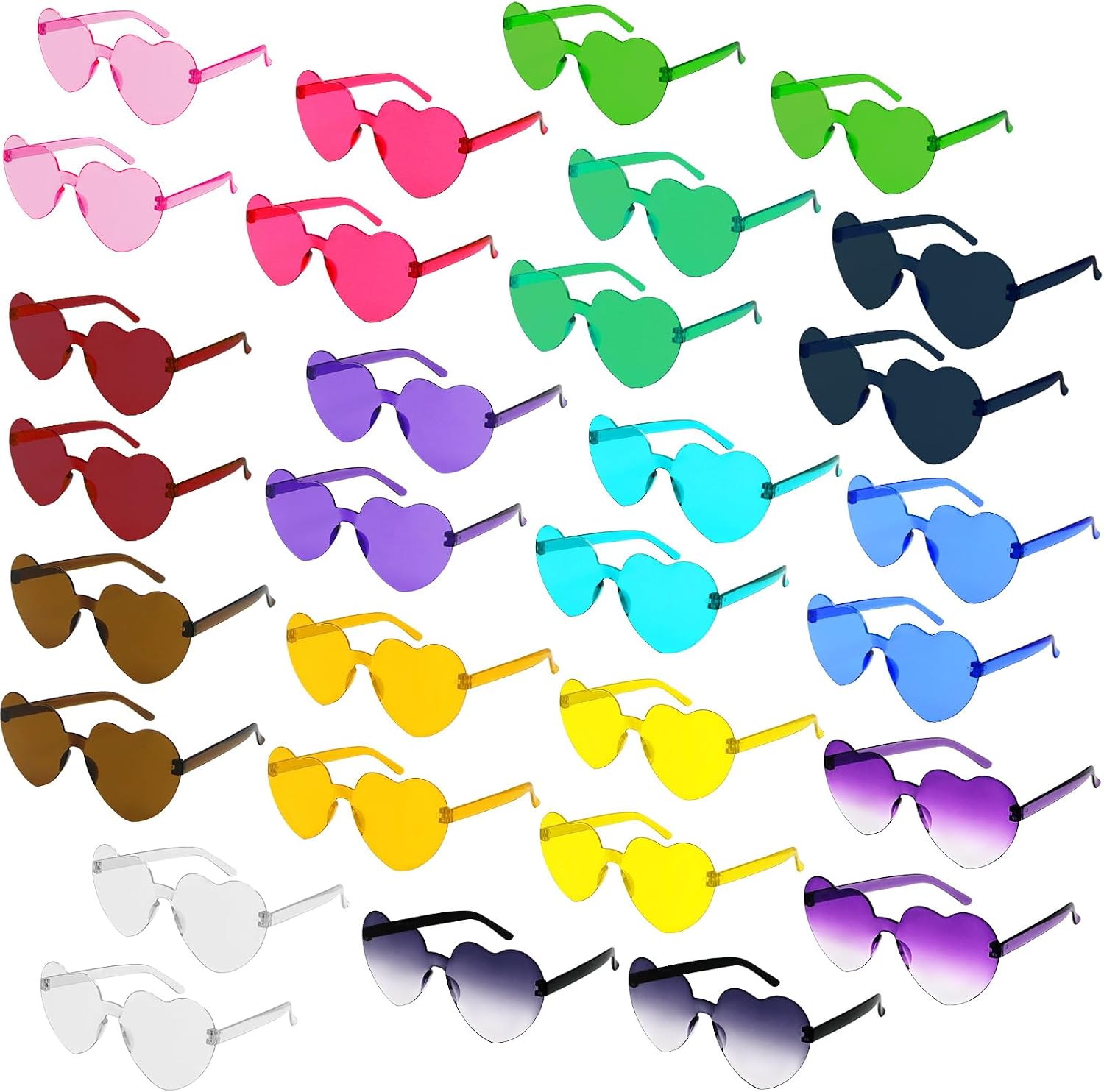 Amazon.com: Giaueoa 30 Pairs Heart Shaped Rimless Sunglasses ...