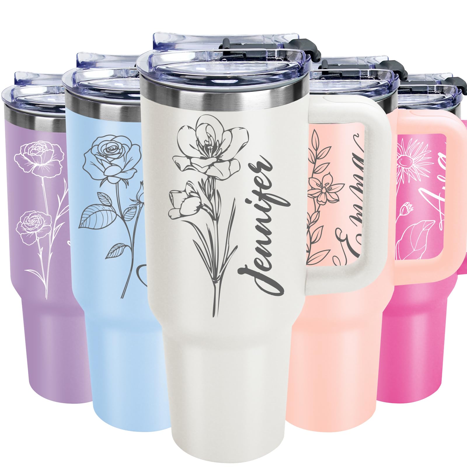 Amazon.com | Personalized 40 oz Tumbler with Handle, Birthday Gifts for Women, Personalized ...