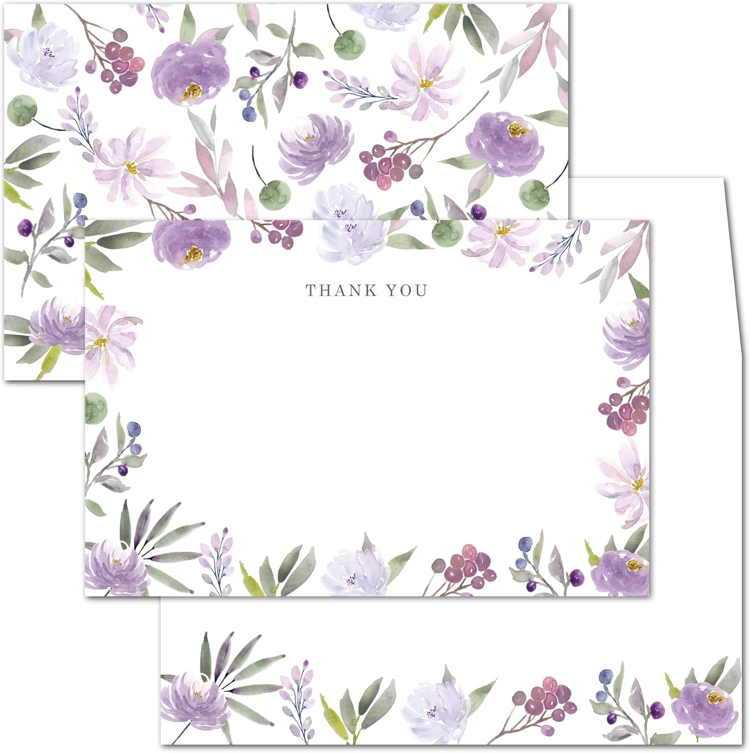 Amazon.com : Gooji 4x6 Purple Floral Thank You Cards with Envelopes 20 ...