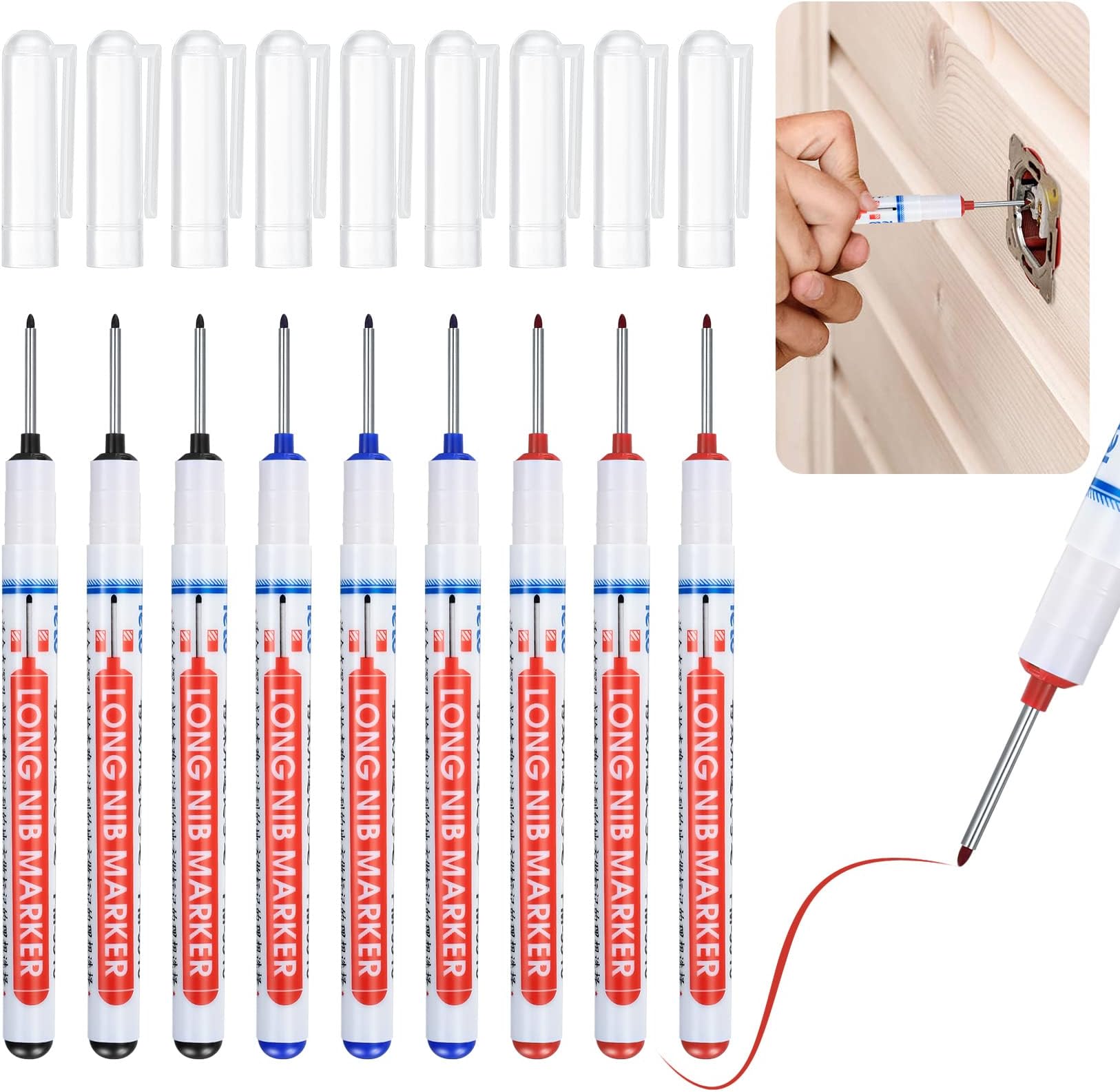 UNOLIGA 6pcs Bohrlochmarker, 30mm Extralange Spitze Tieflochmarker ...