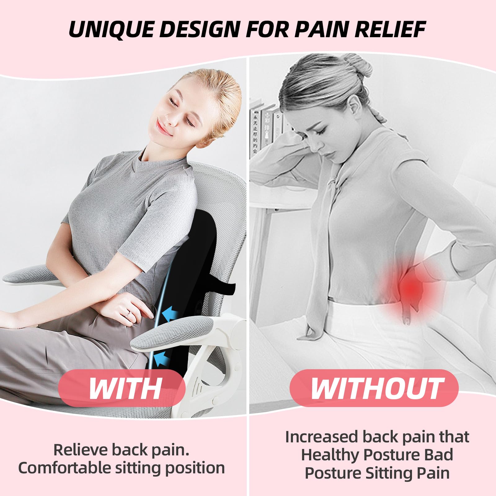 Memory Foam Seat Cushion 19X15 For Office Chair Car Comfortable Support