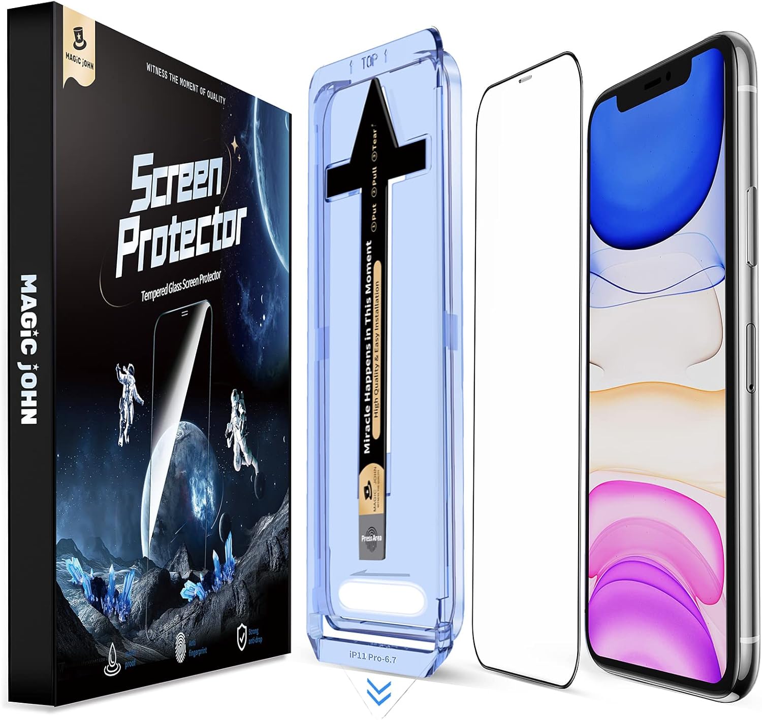 Amazon.com: MAGIC JOHN 2 Pack for iPhone 11/iPhone XR 6.1 inch Tempered ...