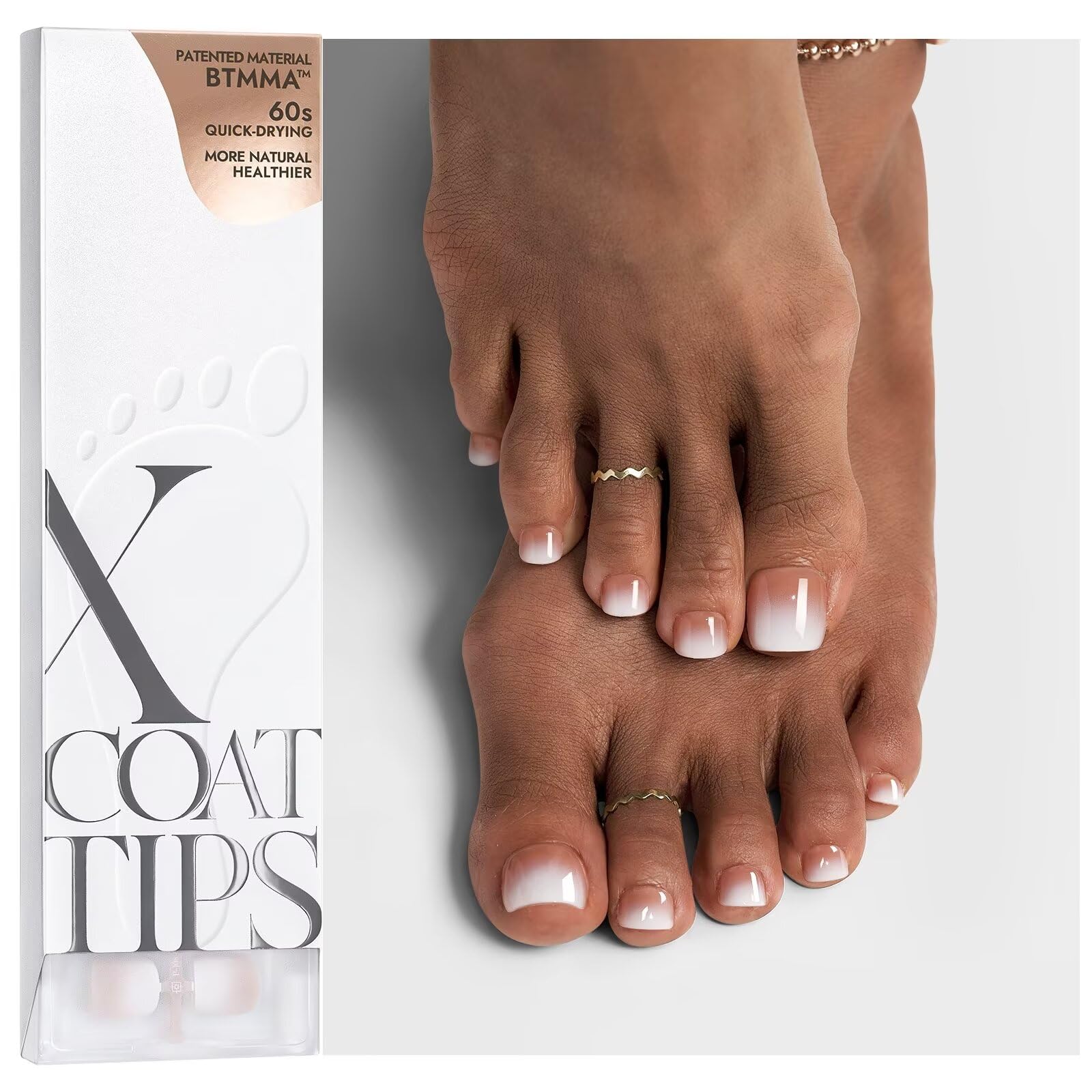 Amazon.com: BTArtboxnails XCOATTIPS Toe Nail Tips - Ombre Short Press ...