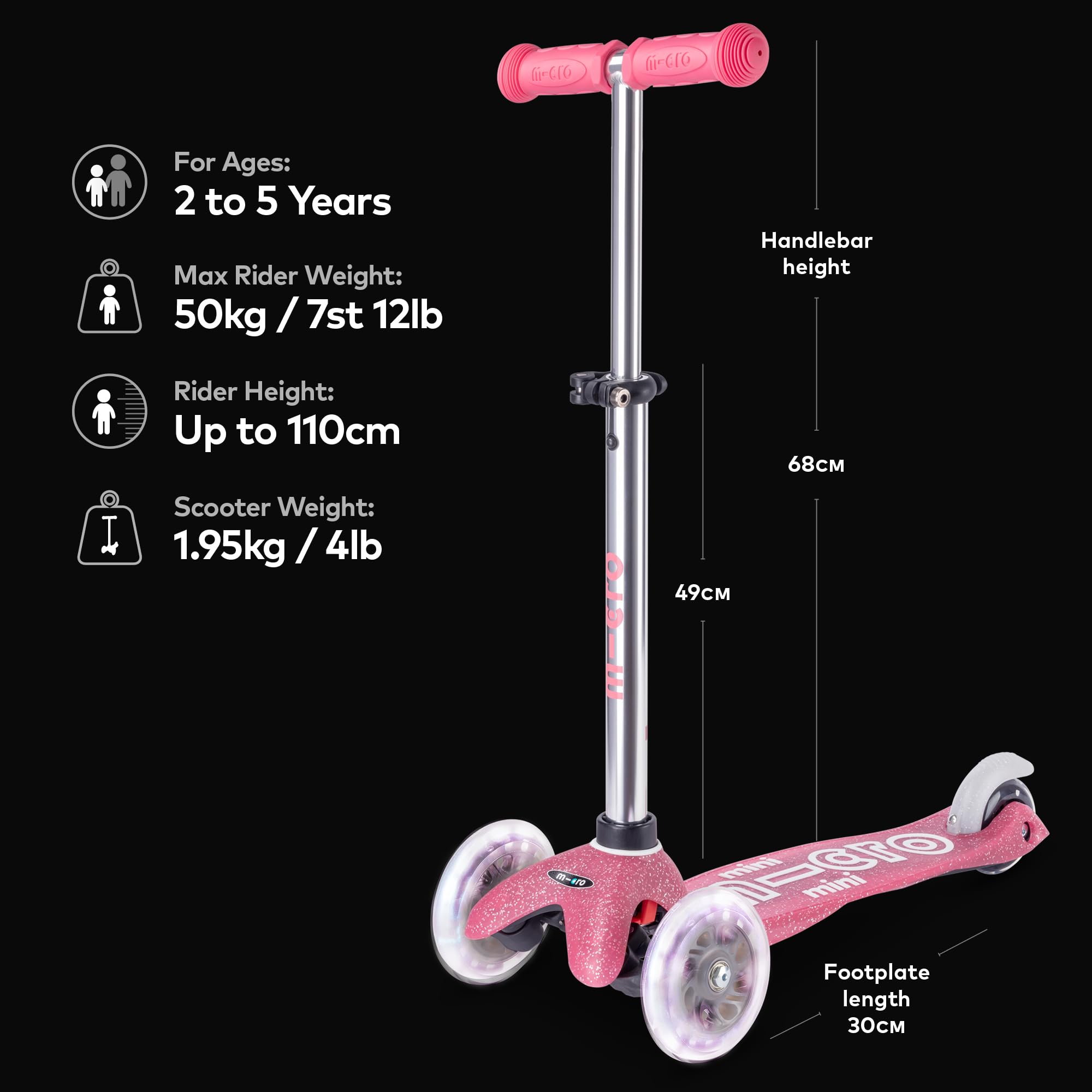 Snapklik.com : Micro Kickboard Mini Deluxe Glitter LED Scooter ...
