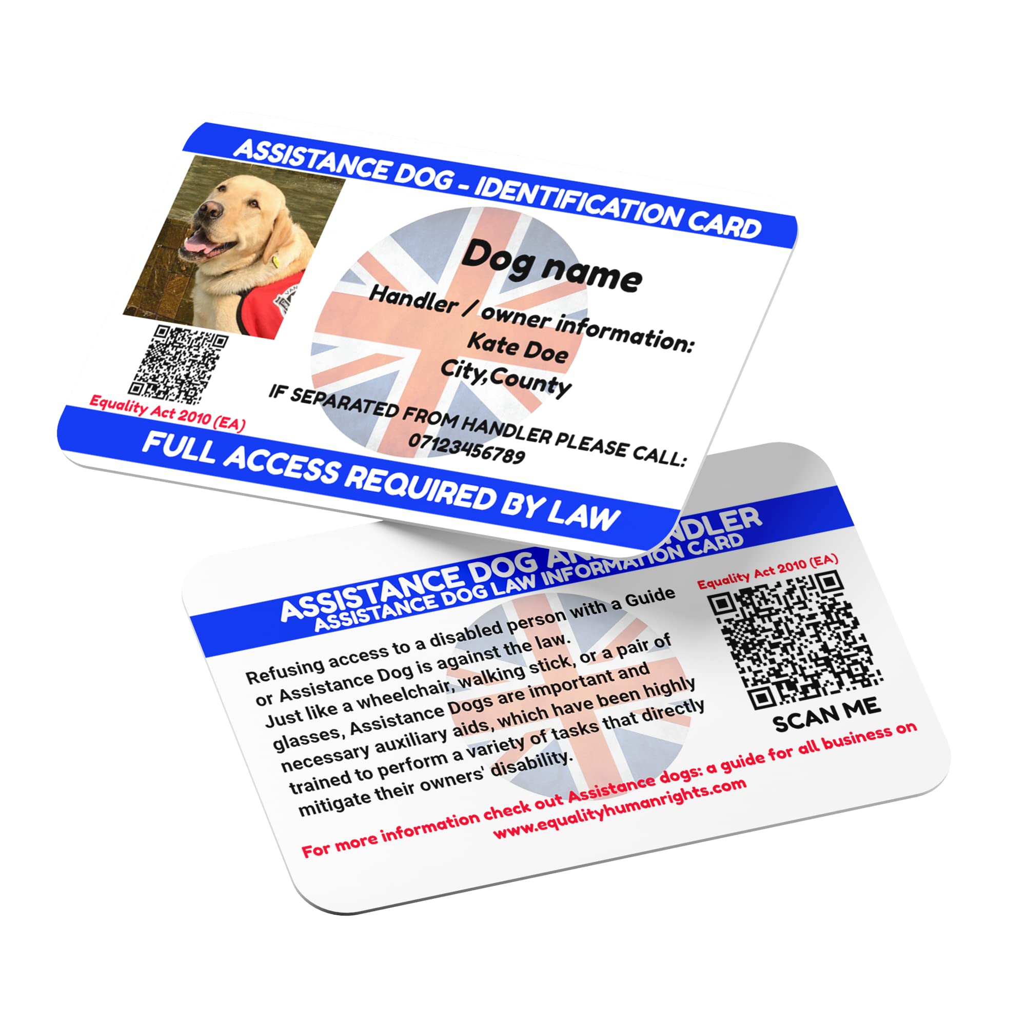 Assistance Dog Personalized Identification Card with QR Code to The ...