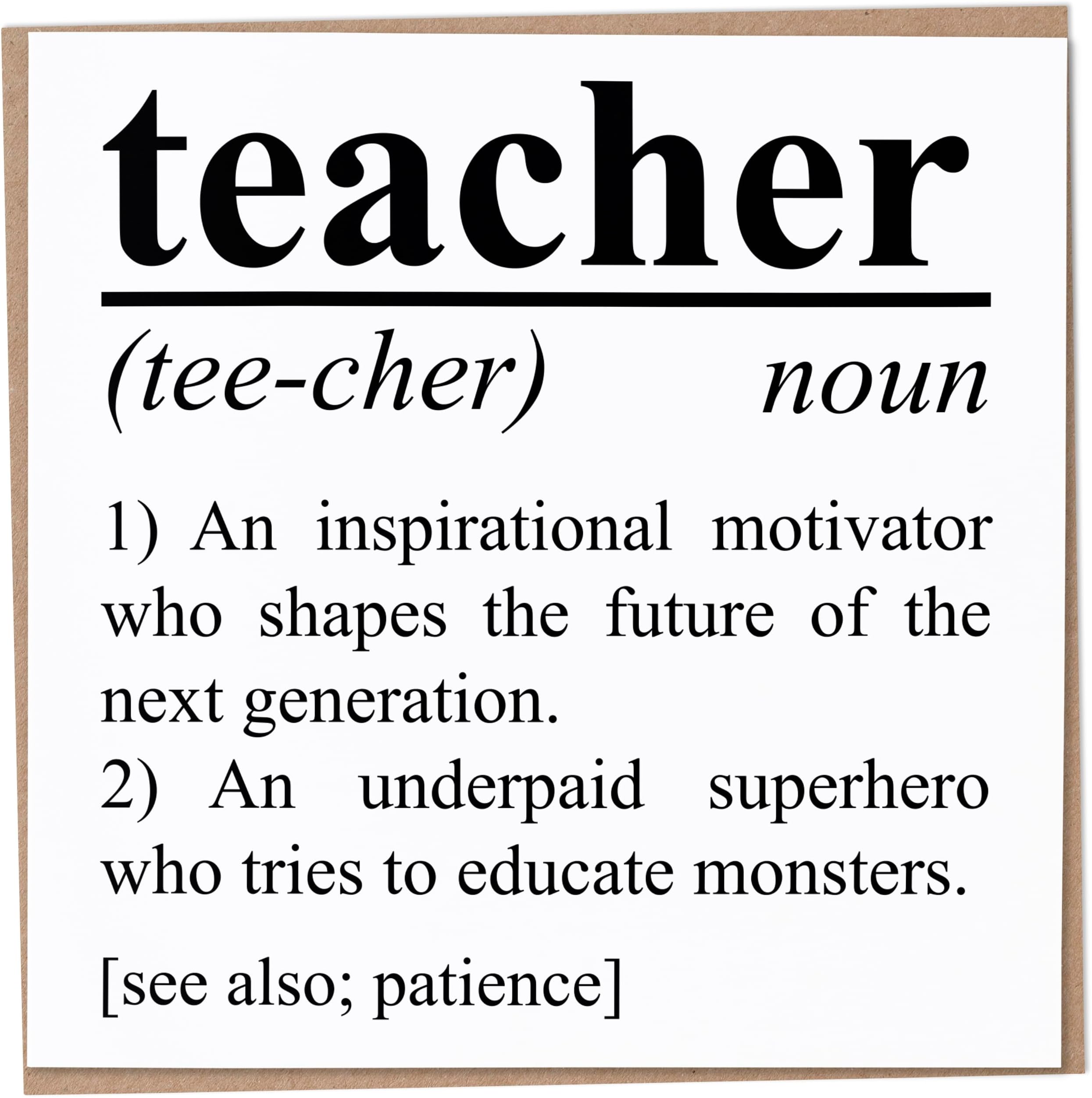 Teacher Definition Card, End of Year Leaving Card for Teacher, Thank ...