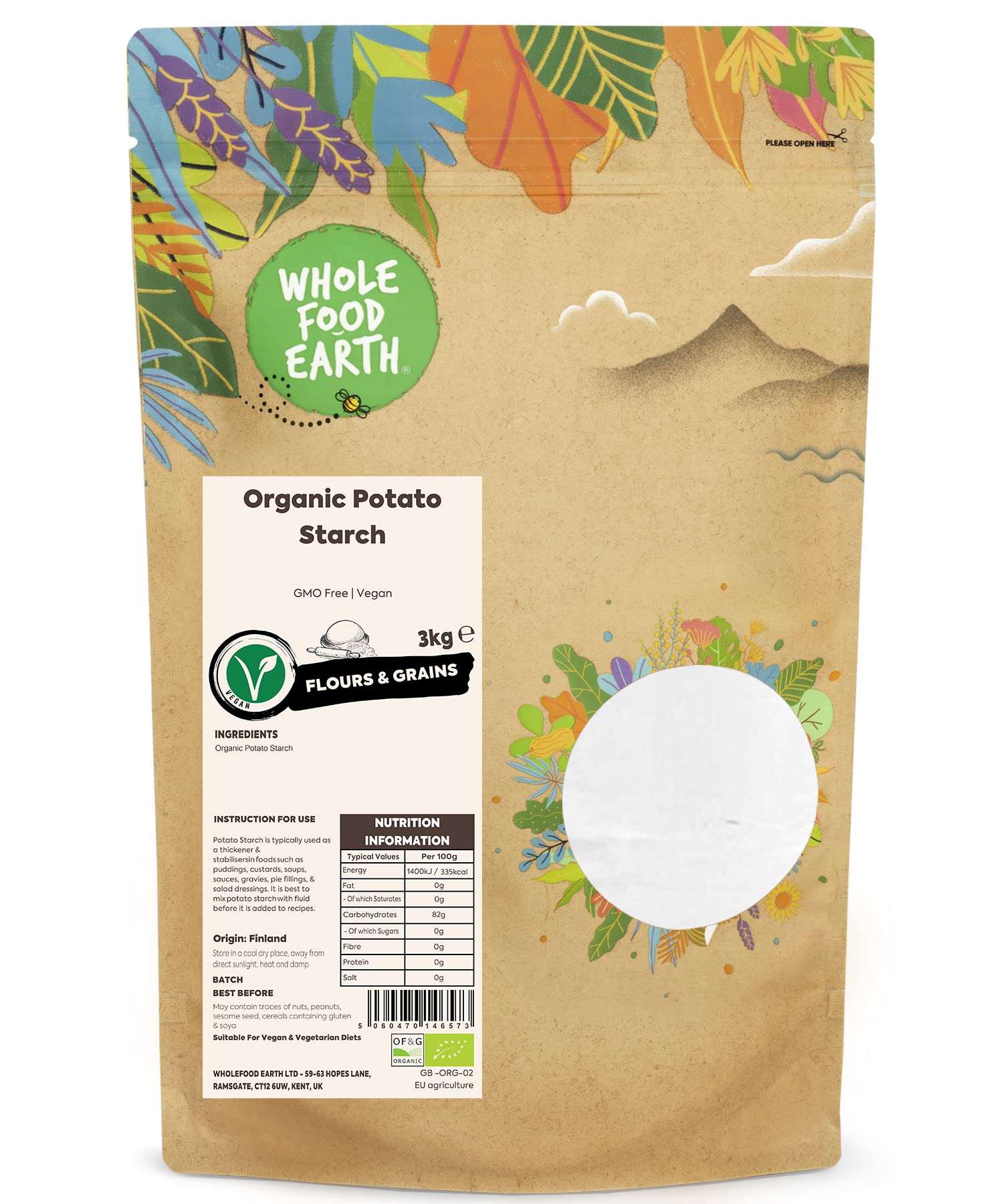 Wholefood Earth Organic Potato Starch – 3kg | GMO Free | Vegan ...