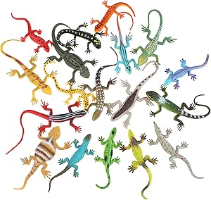 Prasacco 18 Pieces Plastic Lizard Toys, Artificial Model Reptile ...