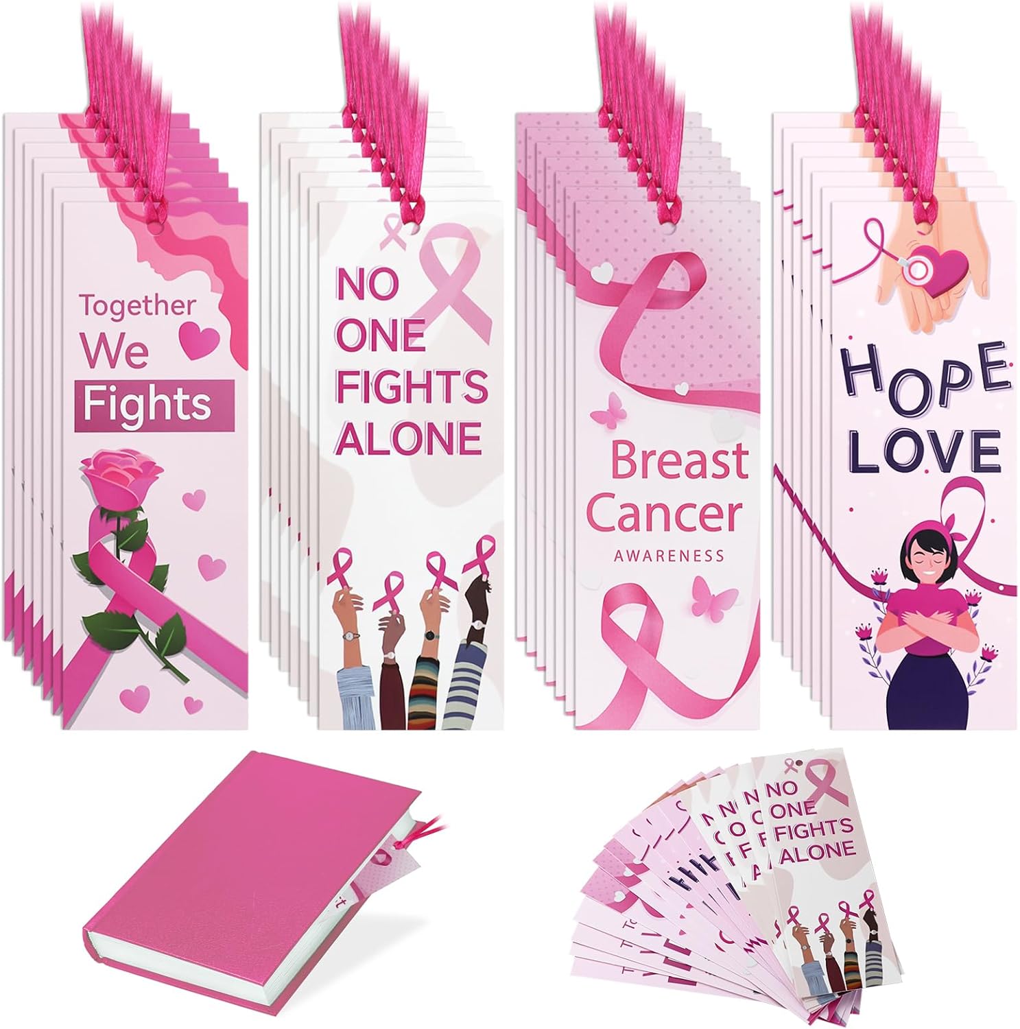 Amazon.com: 60PCS Breast Cancer Awareness Bulk Items Book Marks - Pink ...